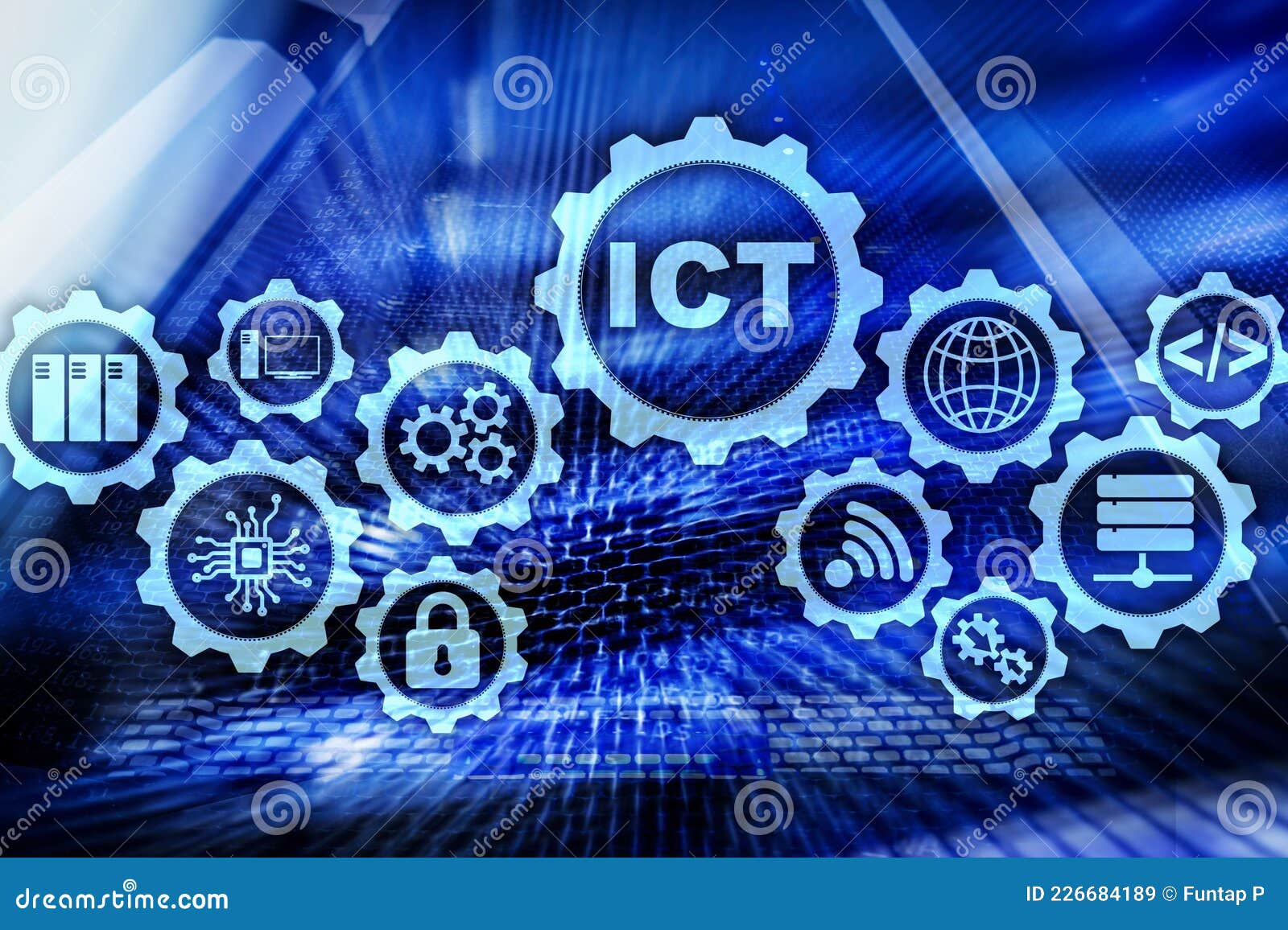 ICT. Information and Communications Technology on Modern Server Room ...