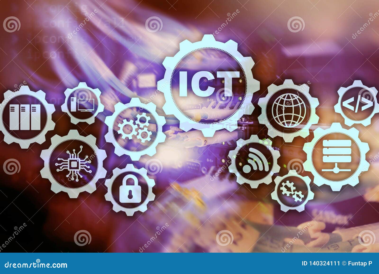 ICT. Information and Communications Technology on Modern Server Room ...