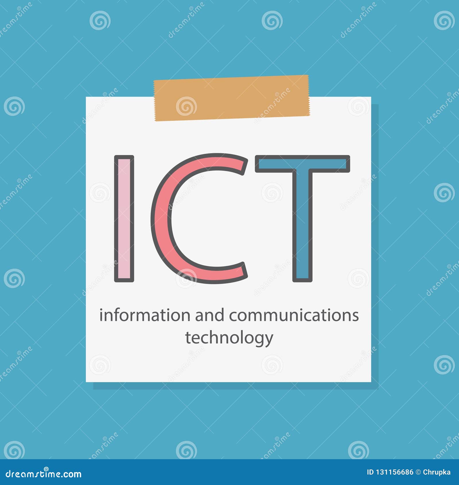 ICT Information and Communications Technology Written in a Notebook ...