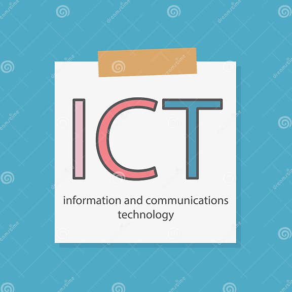 ICT Information and Communications Technology Written in a Notebook ...