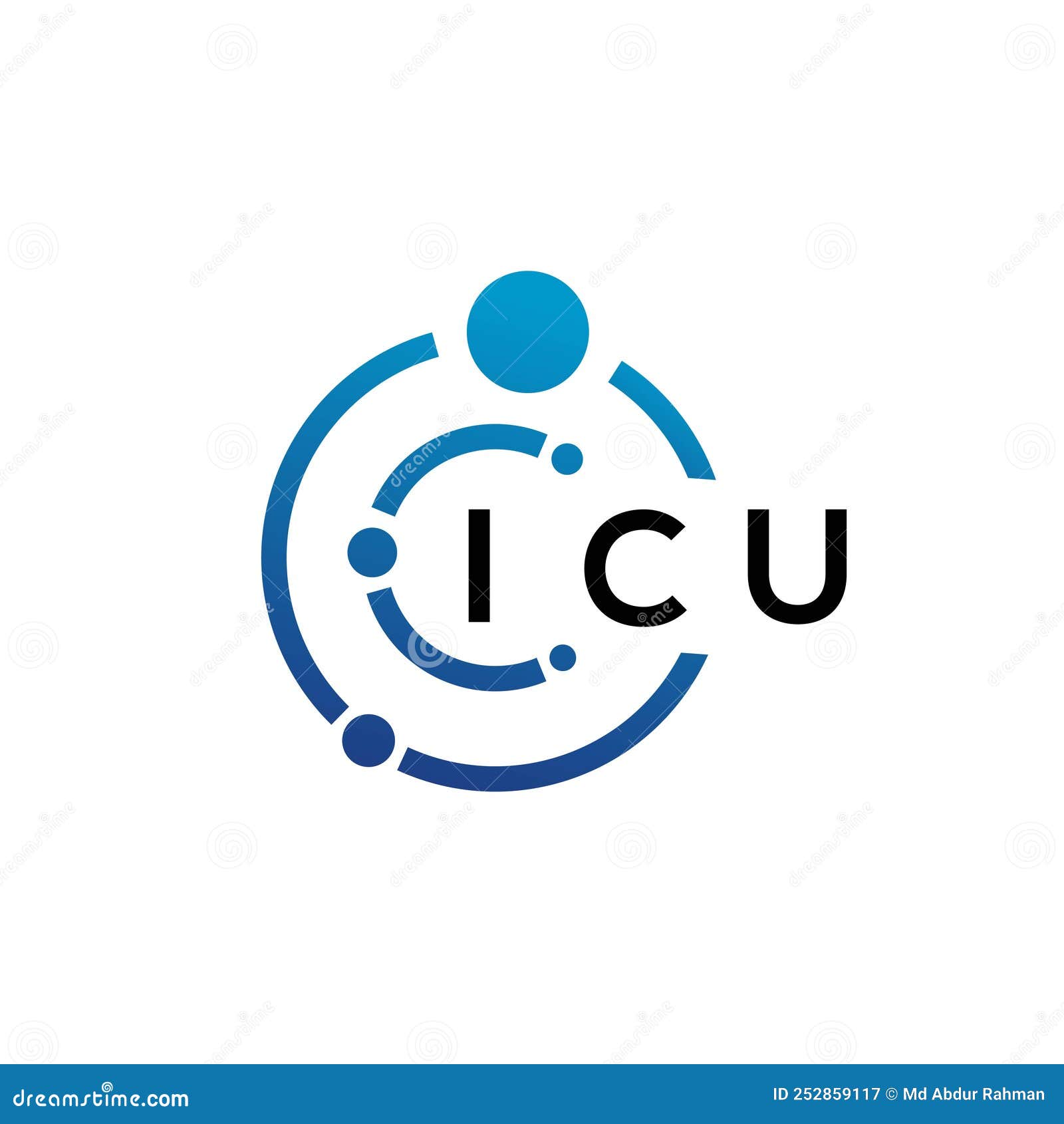 ICU Letter Technology Logo Design on White Background. ICU Creative ...