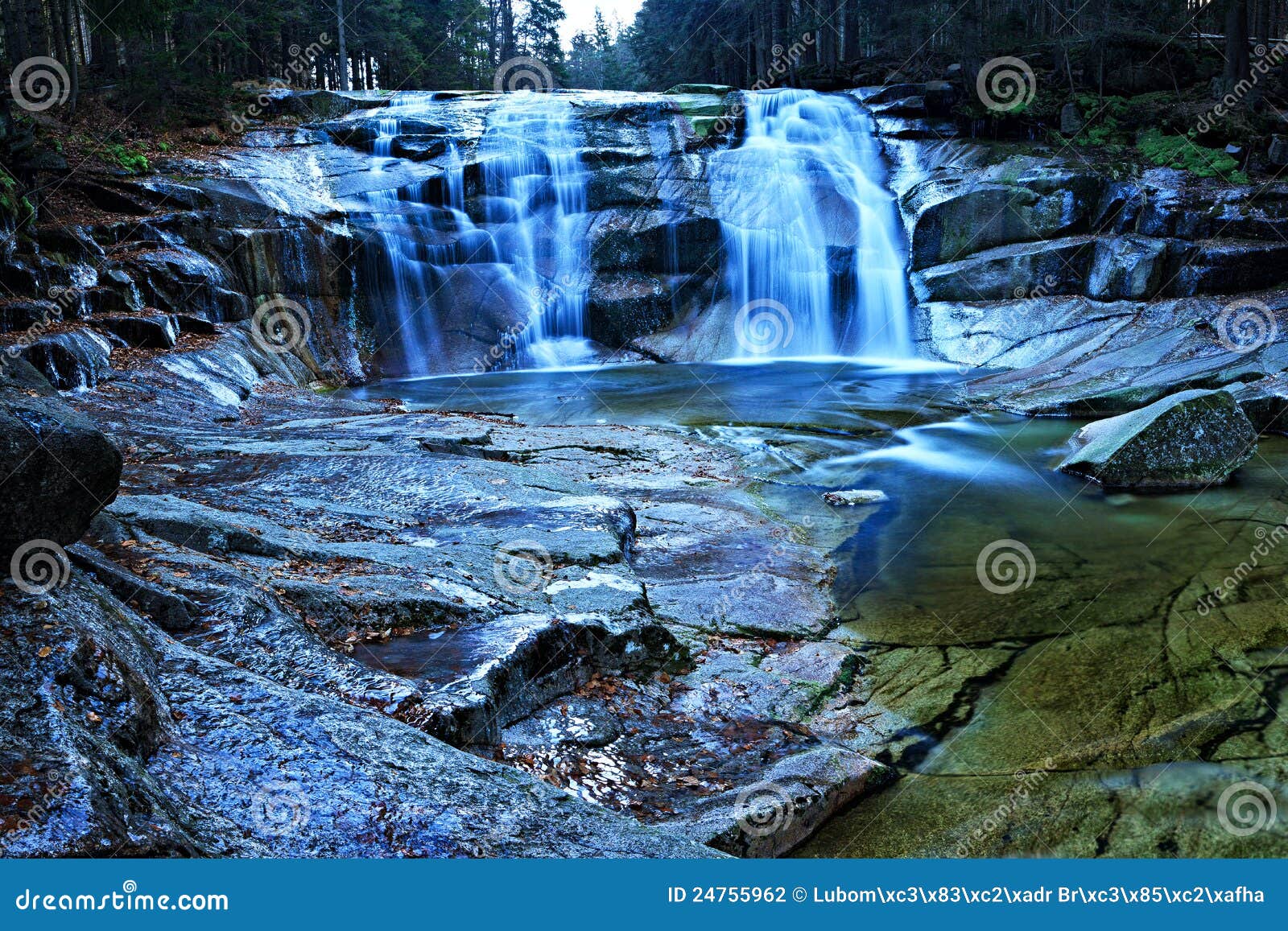 Icy Blue Waterfall stock photo. Image of river, autumn - 24755962