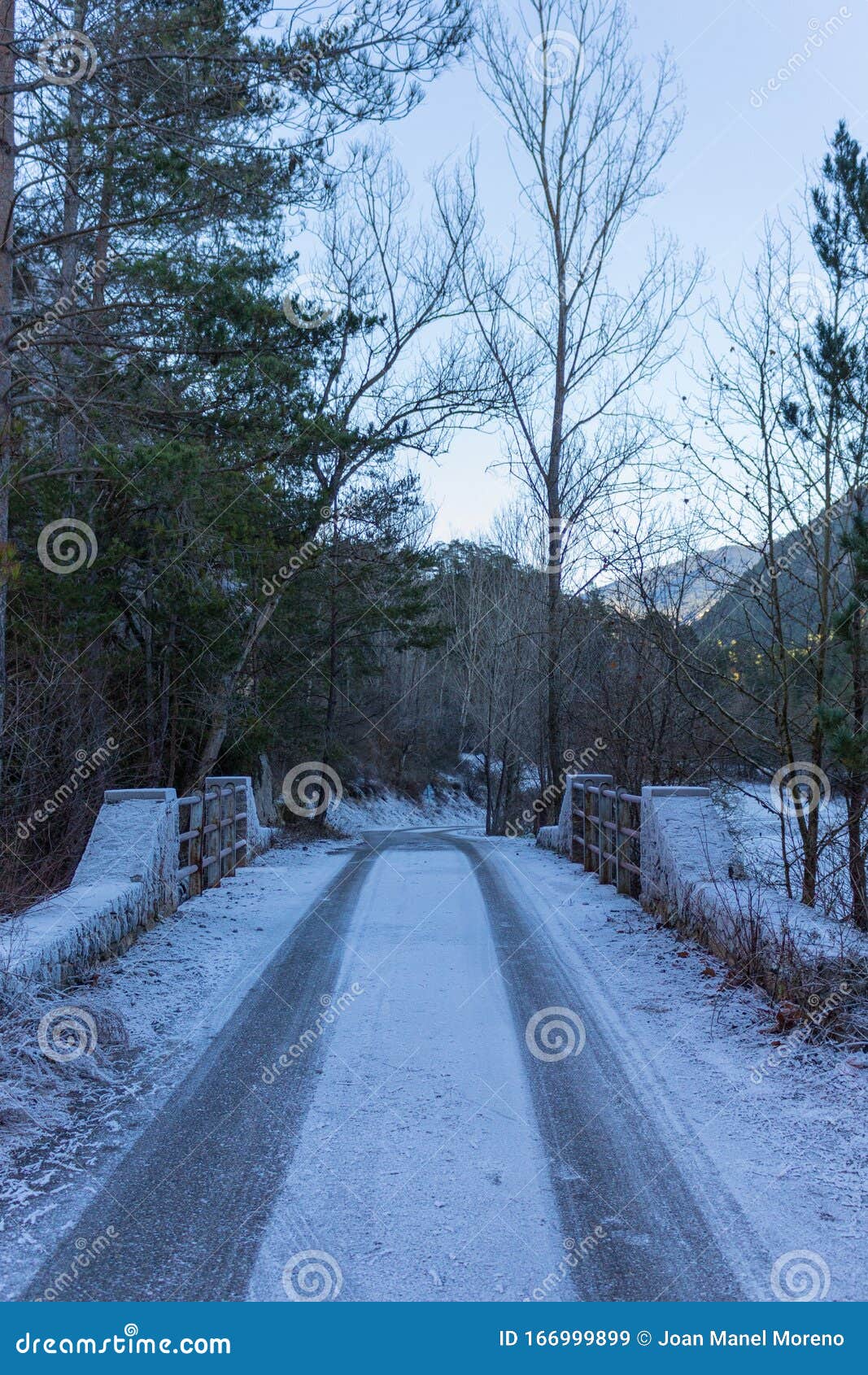 Icy Bridge with Tire Marks on the Road 库存图片 - 图片 包括有 åœºé ¢, å†»ç ...