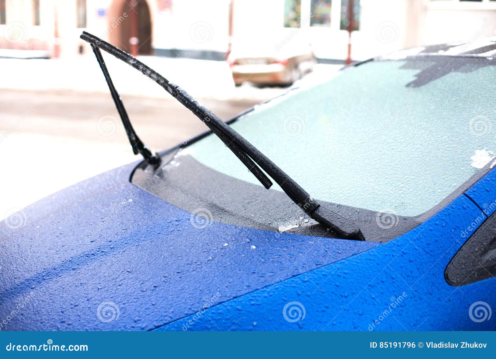 Icy car in the winter. stock photo. Image of frost, automobile - 85191796