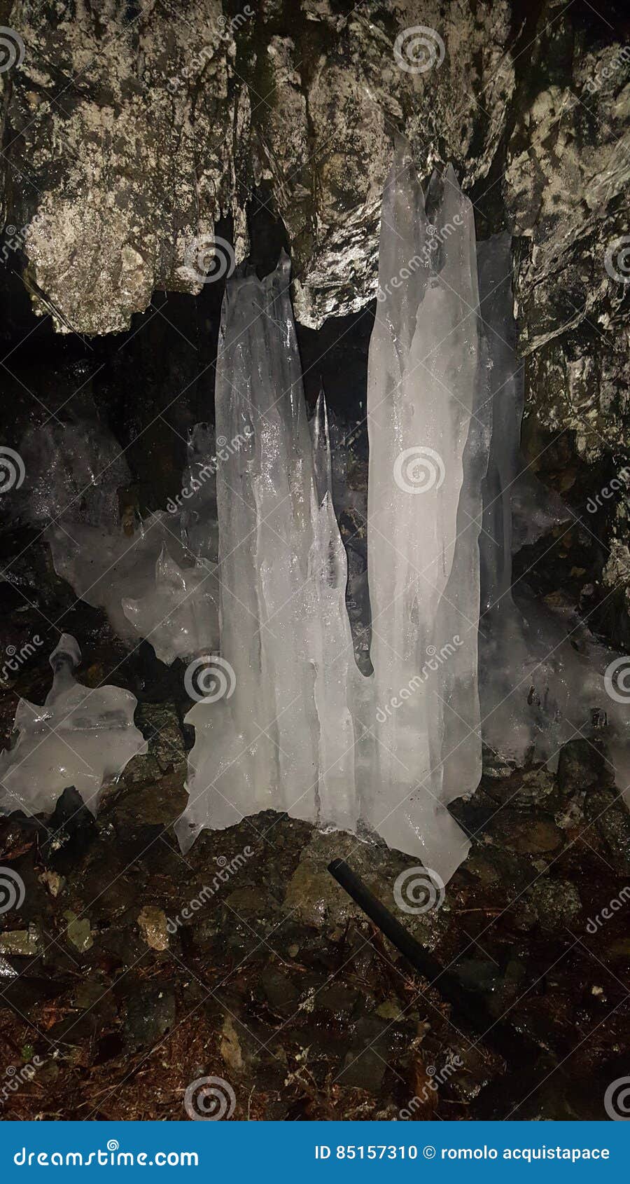 Icy cave stock photo. Image of rock, waterfall, cave - 85157310