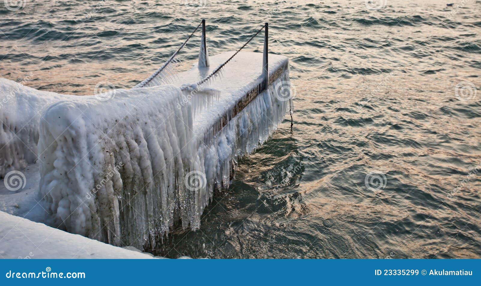 Icy Covered Pier stock image. Image of season, jetty - 23335299