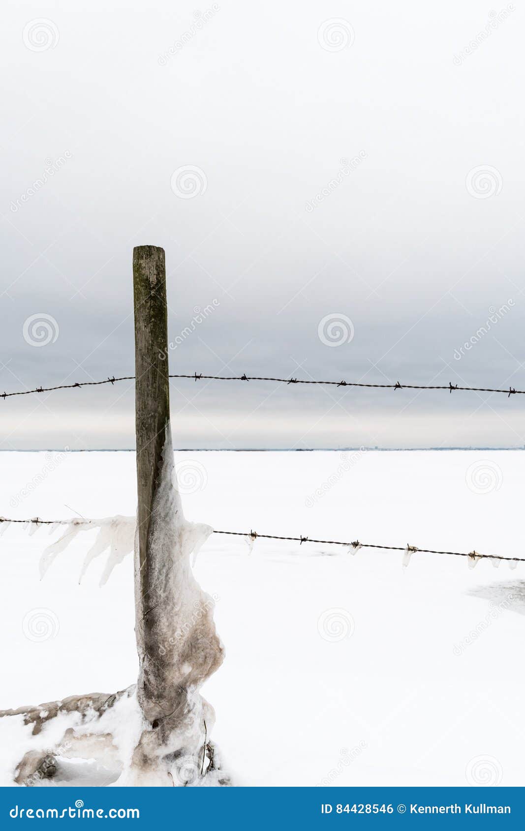Icy Fence Post with Barbwire Stock Photo - Image of winter, barbed ...