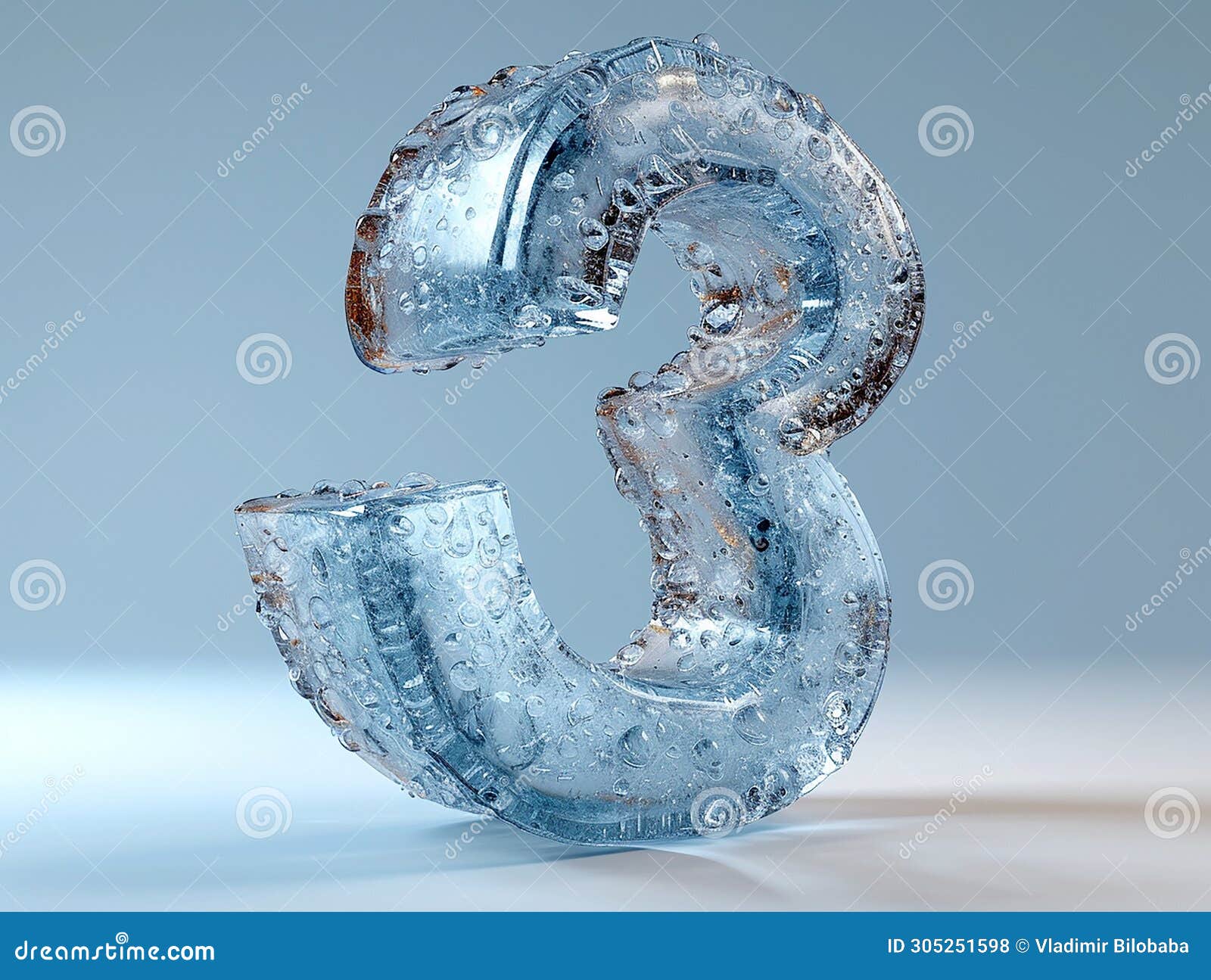 Icy Frozen Number 3 on a Light Background Stock Illustration ...