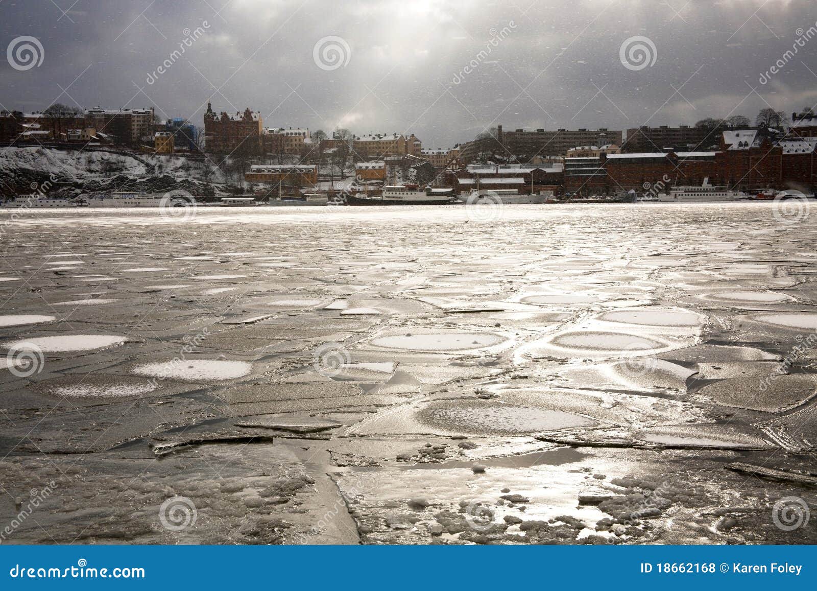 Icy Harbor in Front of Gamla Stan Stock Photo - Image of sweden ...