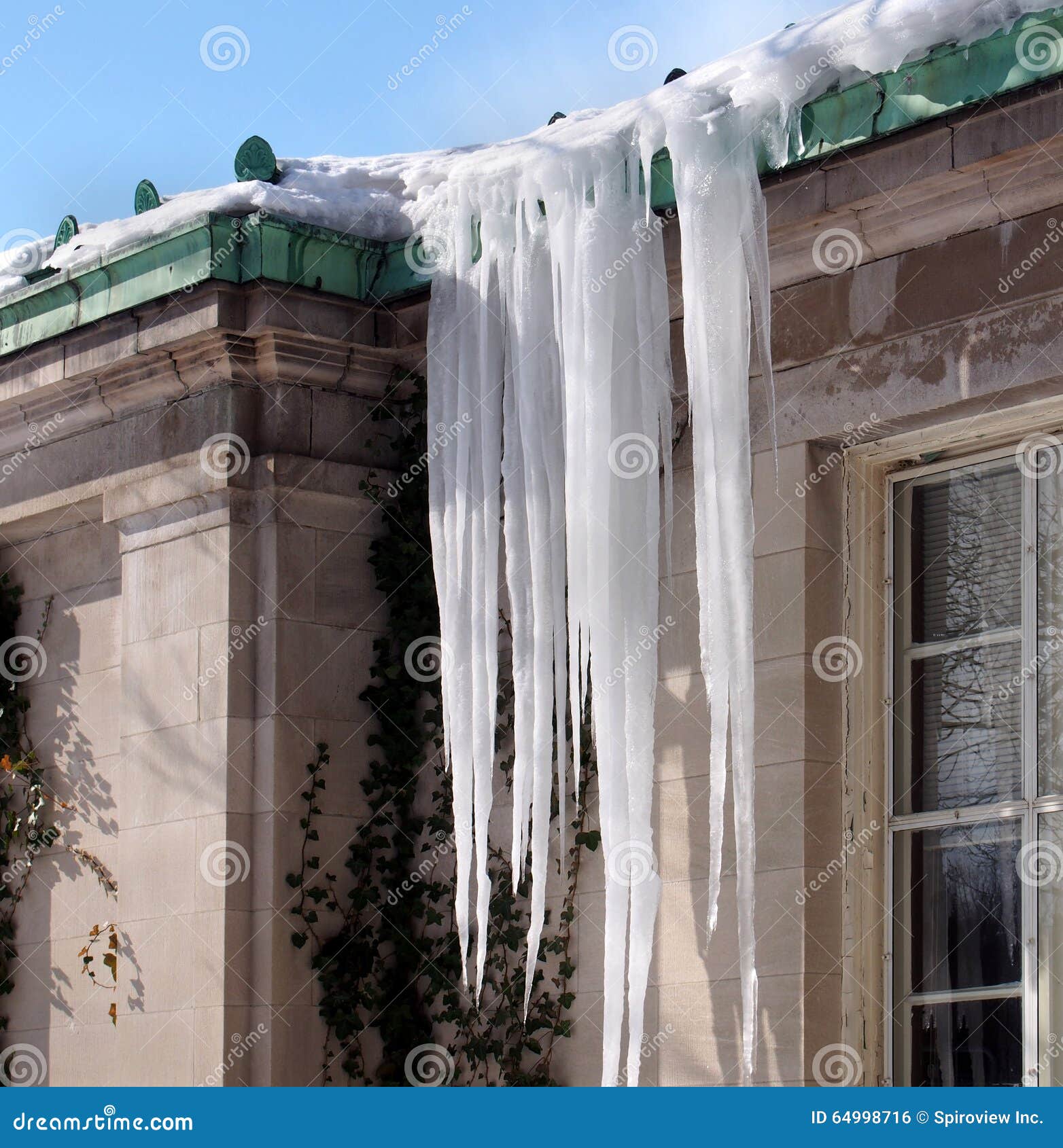 Icy house stock photo. Image of sunny, snow, eaves, suburban - 64998716