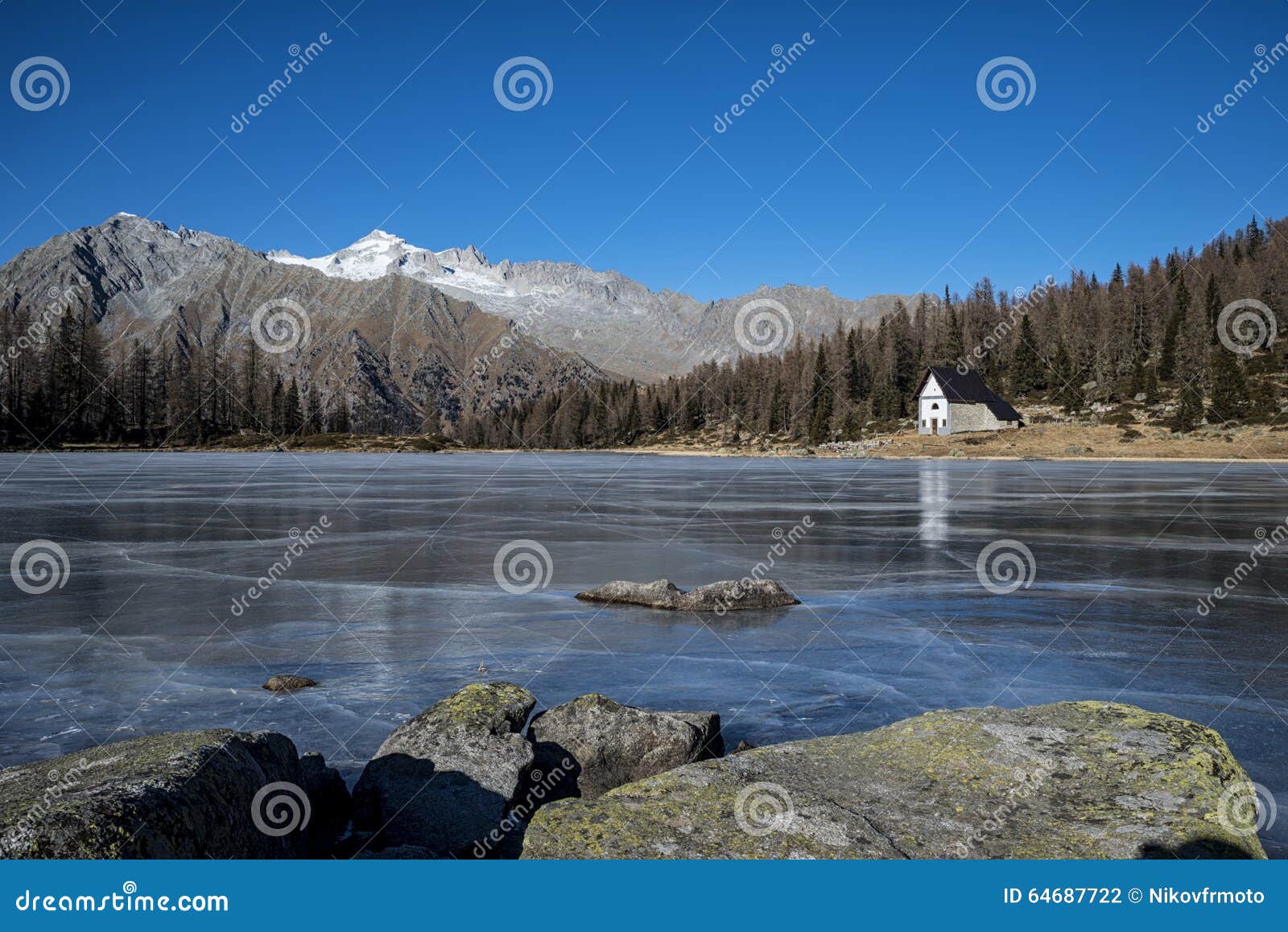 Icy lake stock photo. Image of campiglio, giuliano, forests - 64687722