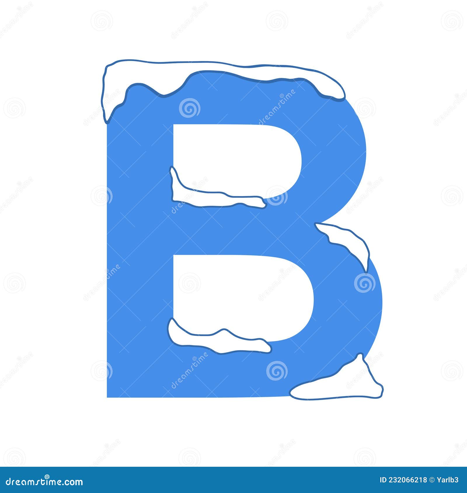 Icy Letter B with a Snow Cap. Decorative Winter Font Stock Illustration ...