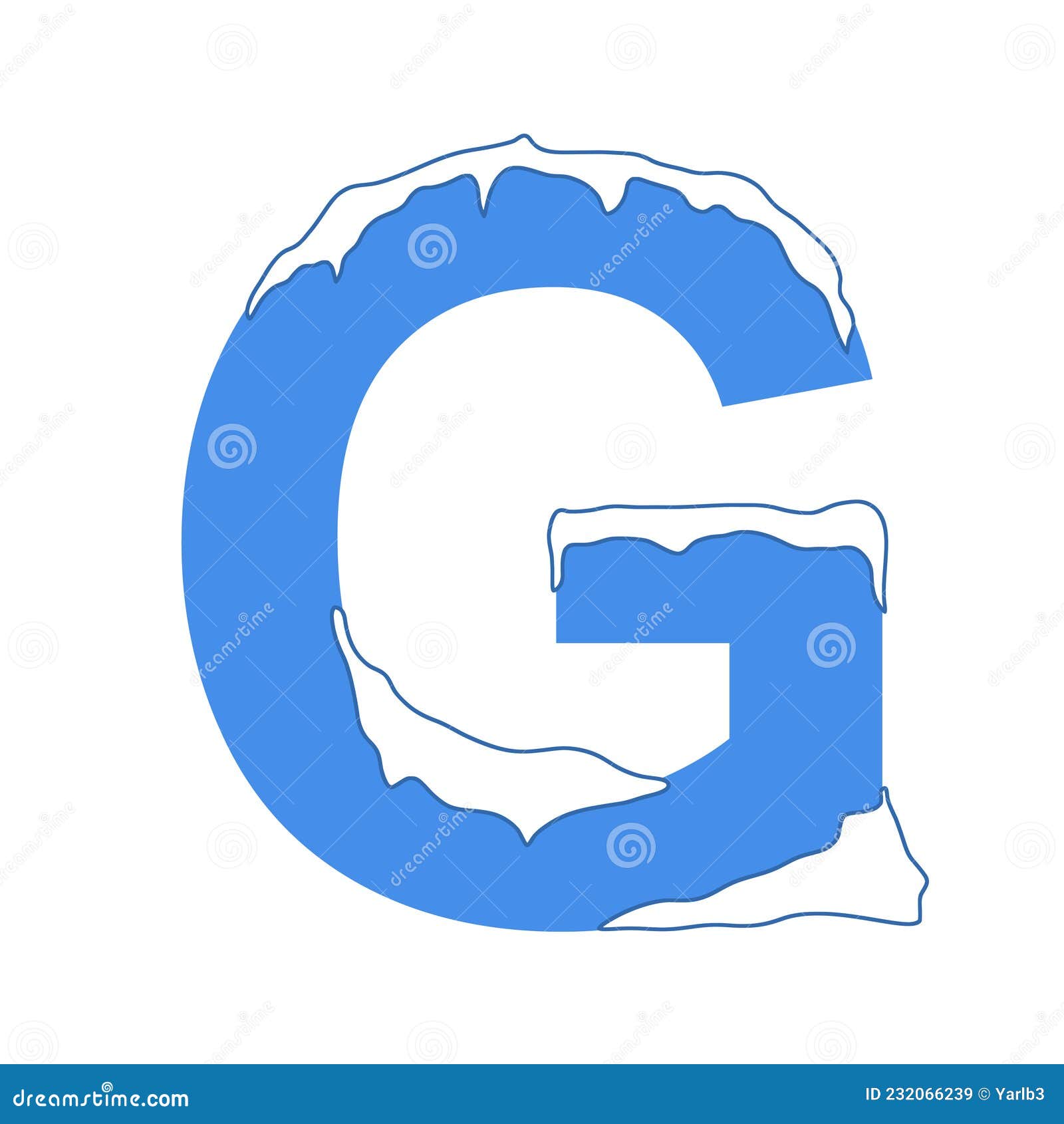 Icy Letter G with a Snow Cap. Decorative Winter Font Stock Illustration ...