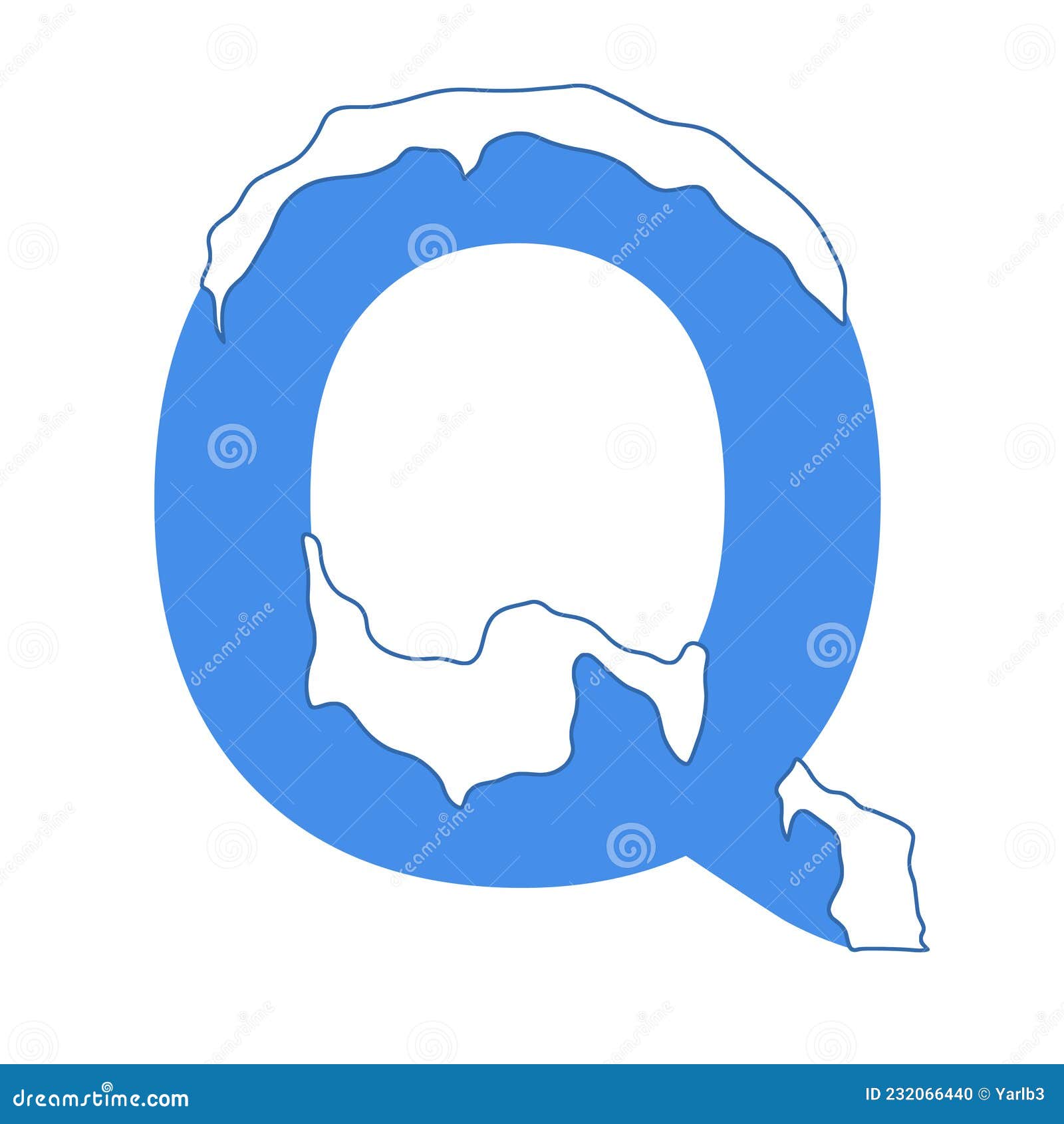 Icy Letter Q with a Snow Cap. Decorative Winter Font Stock Illustration ...