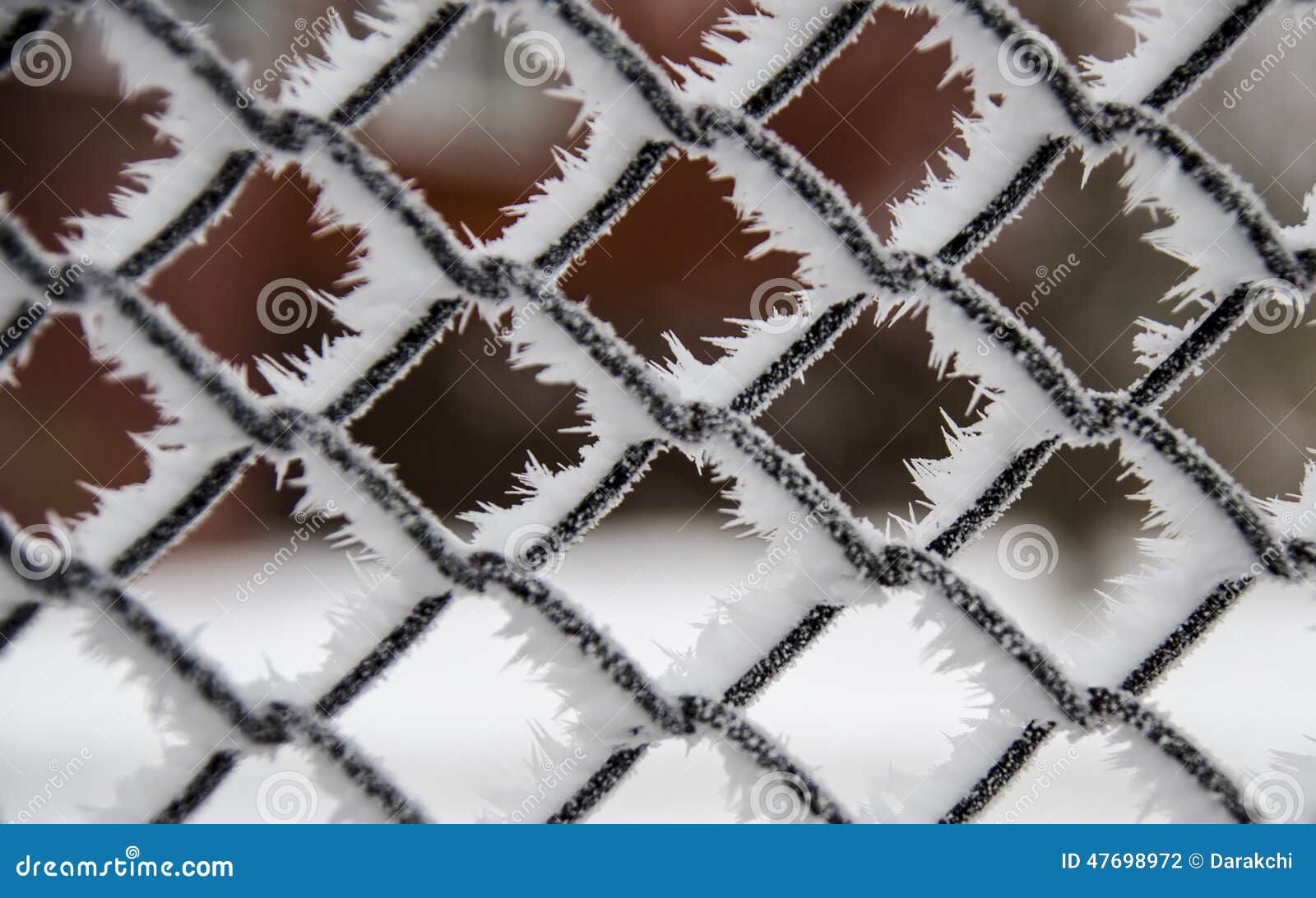 Icy metal grid stock photo. Image of season, winter, private - 47698972