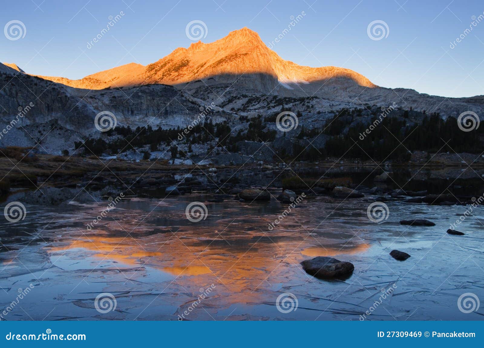 Icy Mountain Lake stock image. Image of morning, landscape - 27309469