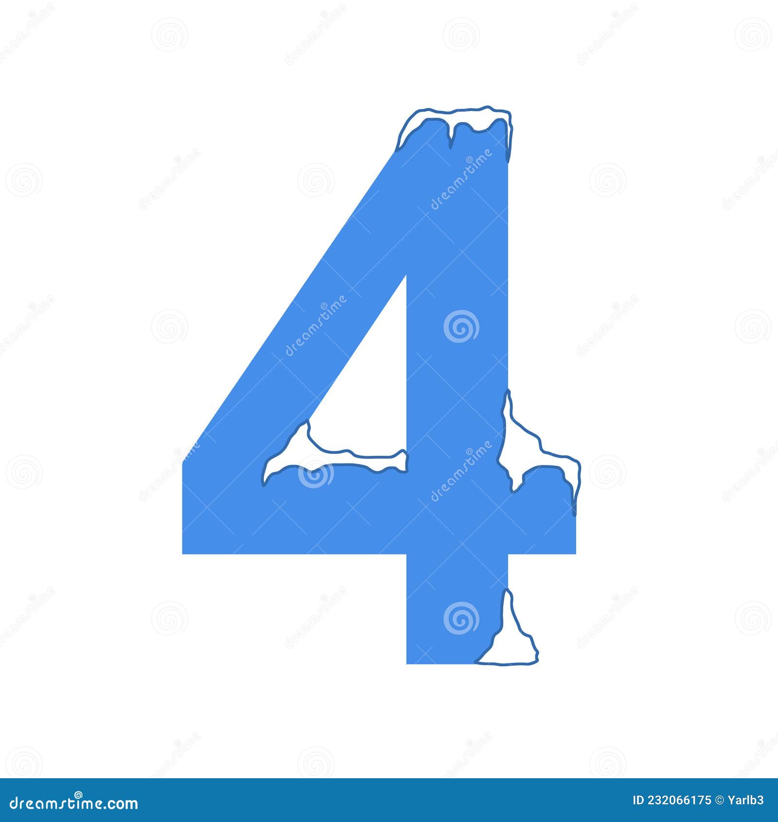 Icy Number Four, 4 with a Snow Cap. Decorative Winter Font Stock ...