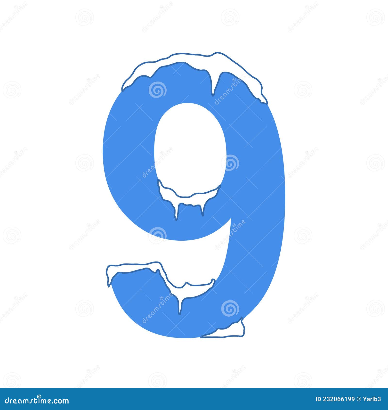 Icy Number Nine, 9 with a Snow Cap. Decorative Winter Font Stock ...