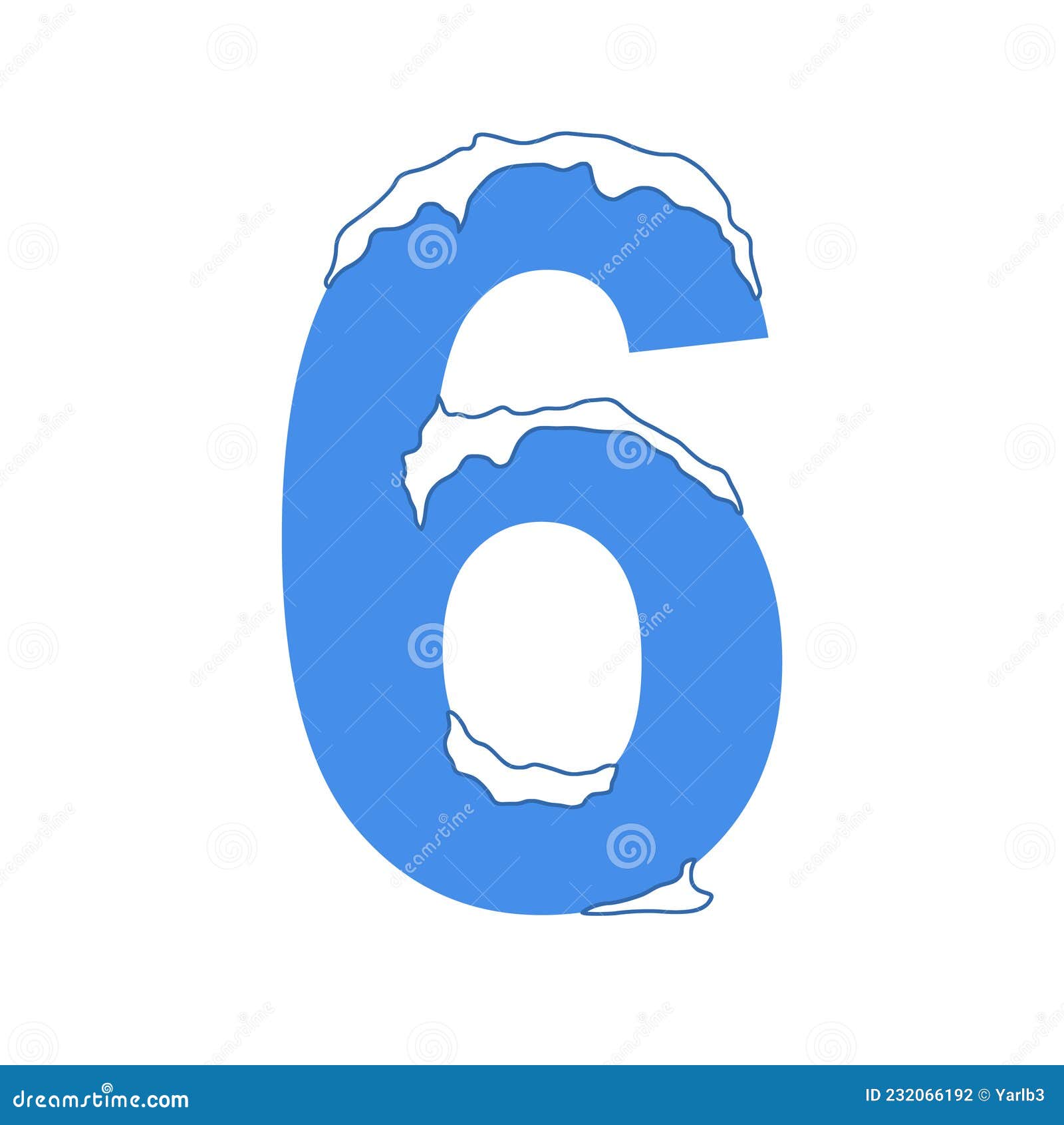 Icy Number Six, 6 with a Snow Cap. Decorative Winter Font Stock ...