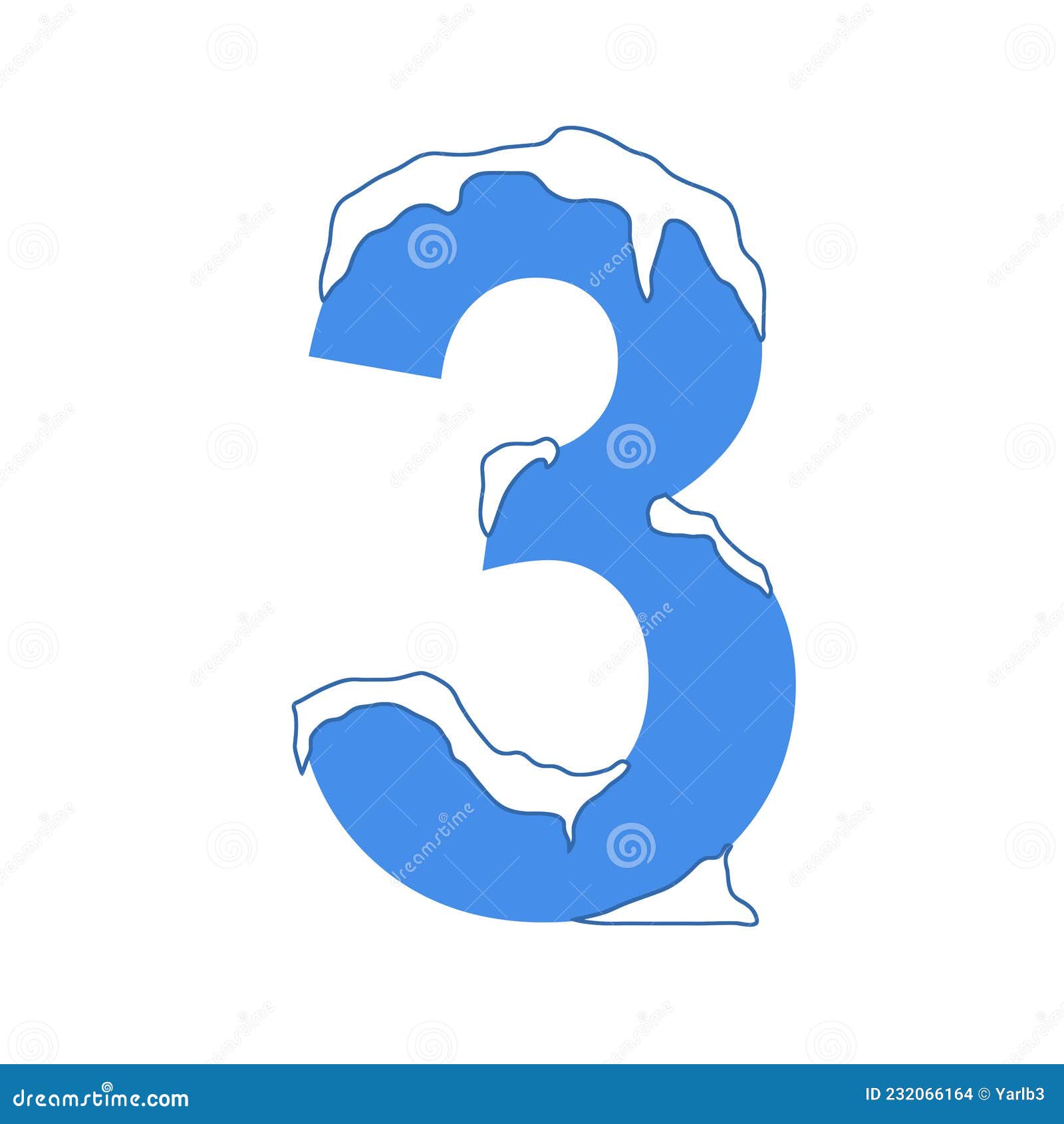 Icy Number Three, 3 with a Snow Cap. Decorative Winter Font Stock ...