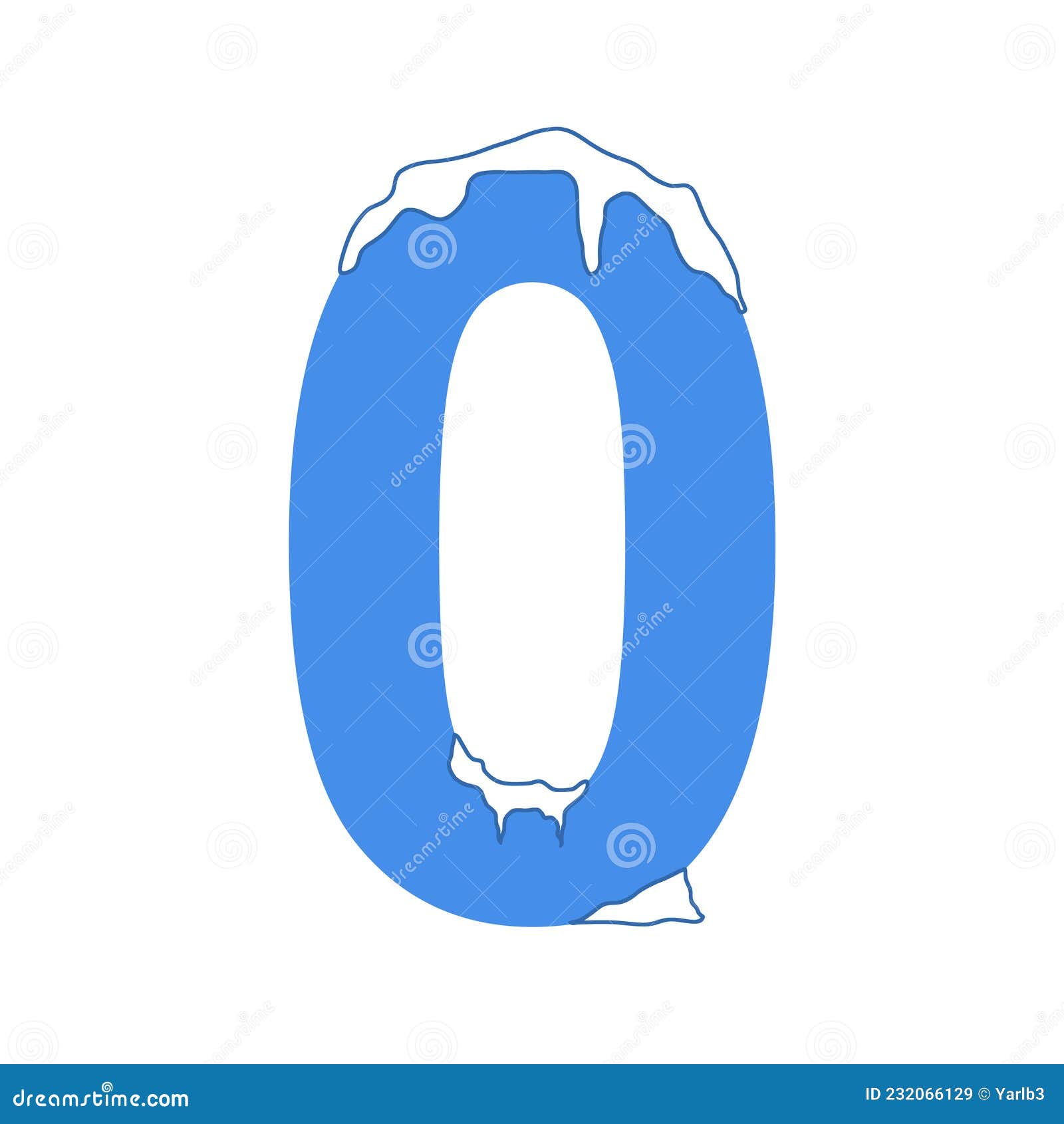 Icy Number Zero, 0 with a Snow Cap. Decorative Winter Font Stock ...