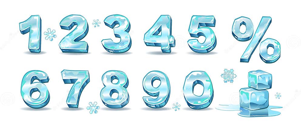 Icy numbers stock illustration. Illustration of typography - 254322499