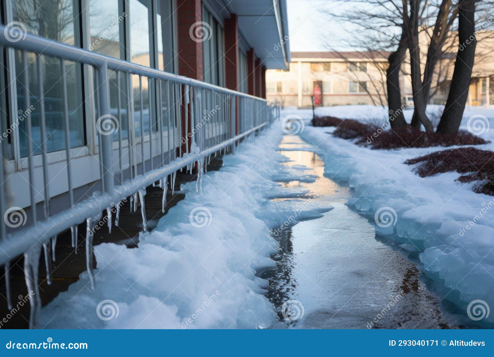 Icy Paths by a Building Entrance Stock Image - Image of cold, entrance ...