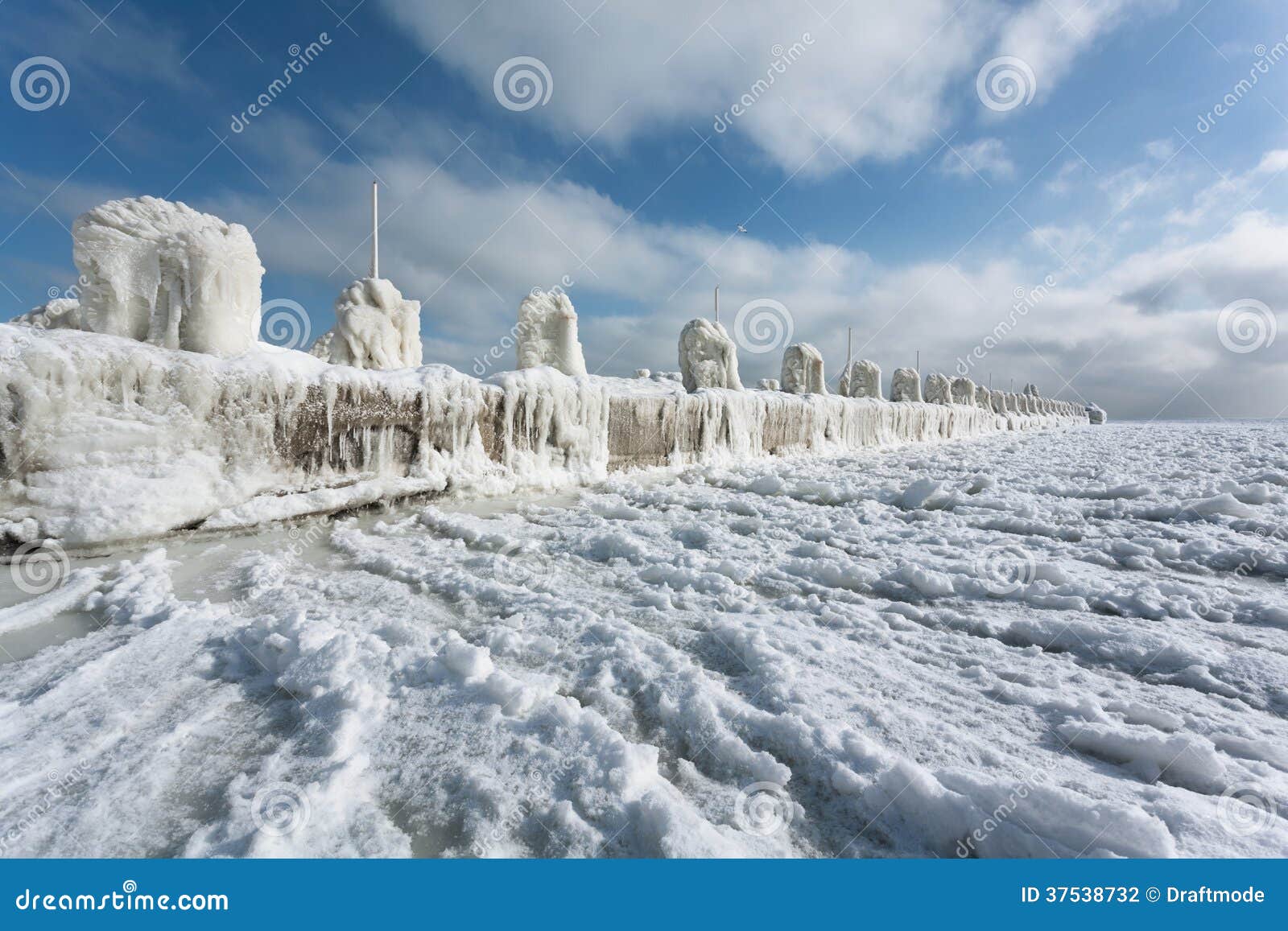 Icy pier stock photo. Image of natural, winter, global - 37538732