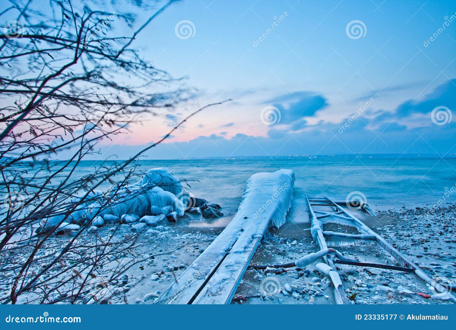 Icy Pier and Boat Slider II Stock Image - Image of leman, scene: 23335177