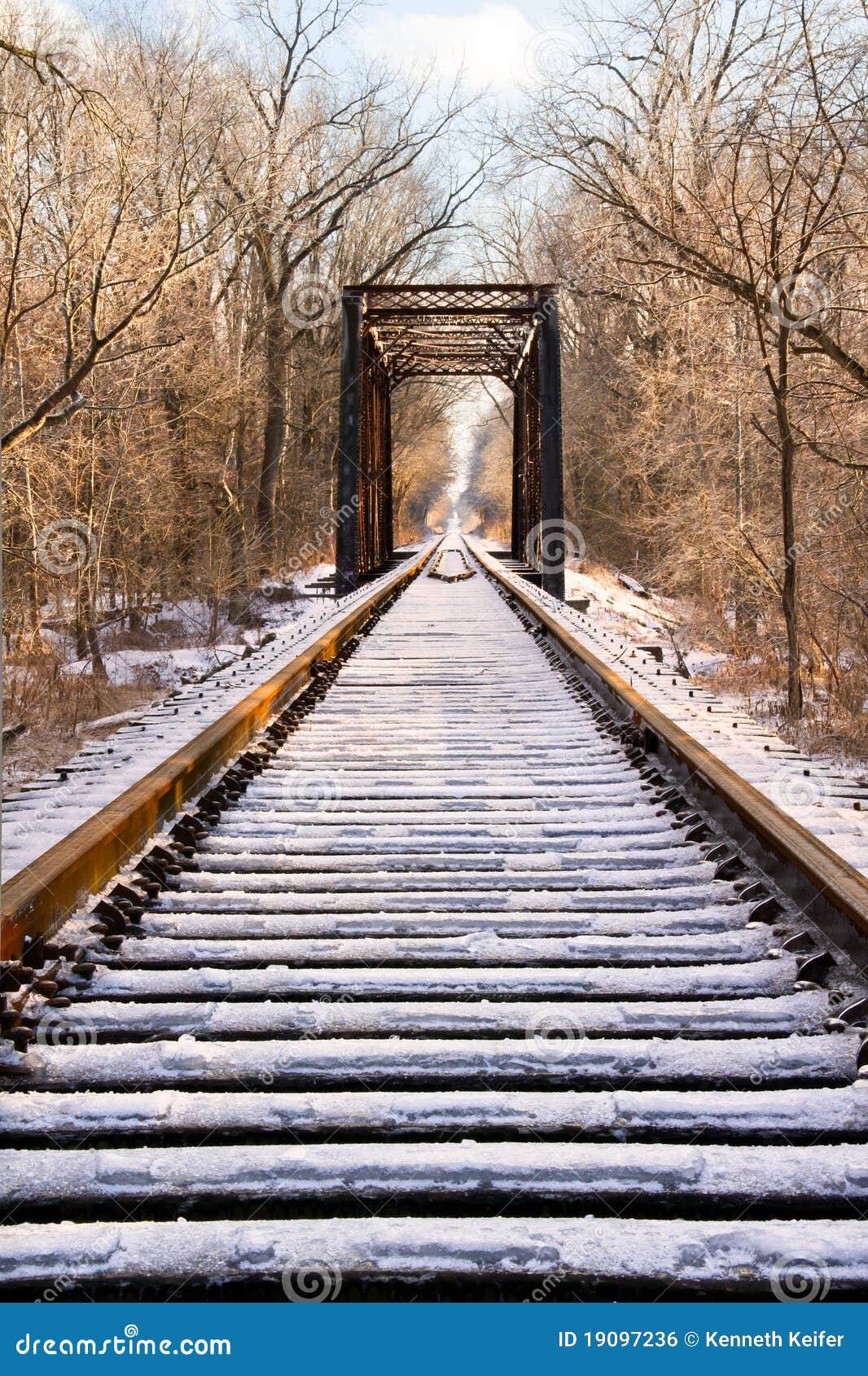 Icy Railroad Trestle stock photo. Image of structure - 19097236