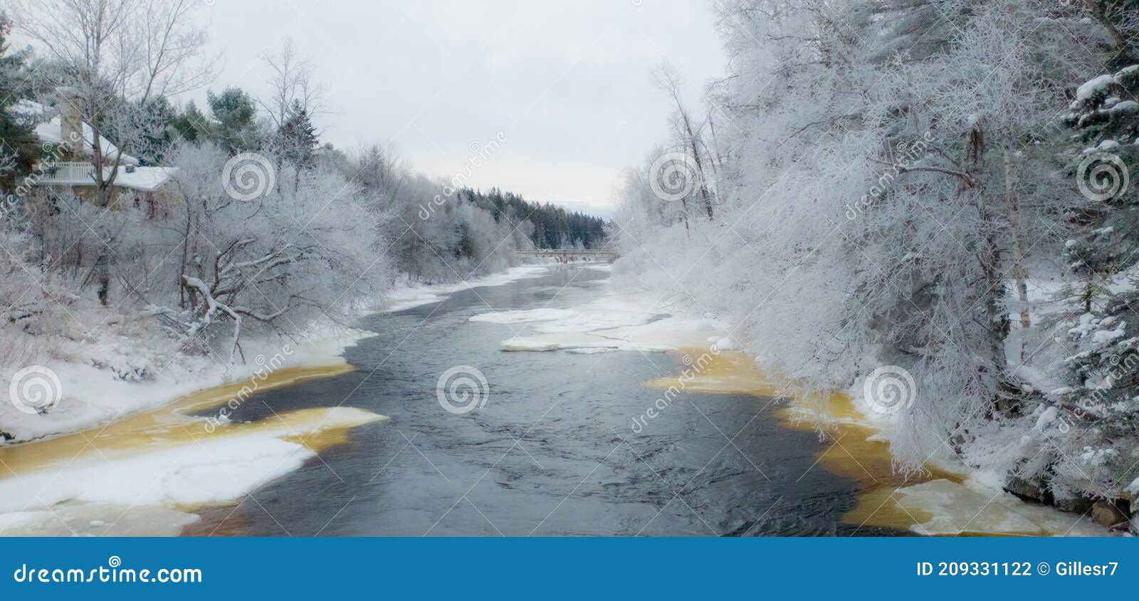 Icy River in the Canadian Winters in Quebec Stock Photo - Image of ...