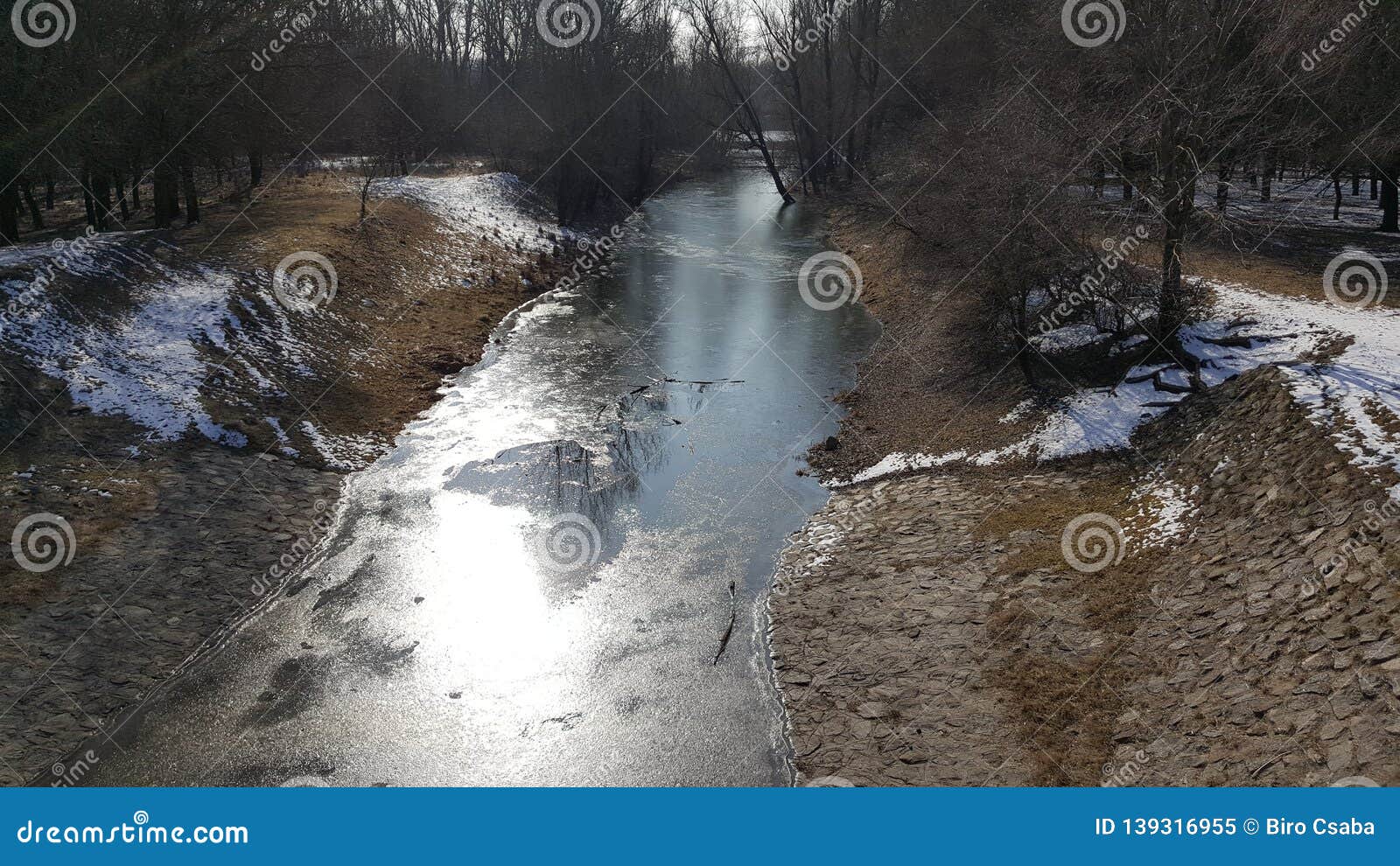 Icy river stock image. Image of forest, fallen, river - 139316955