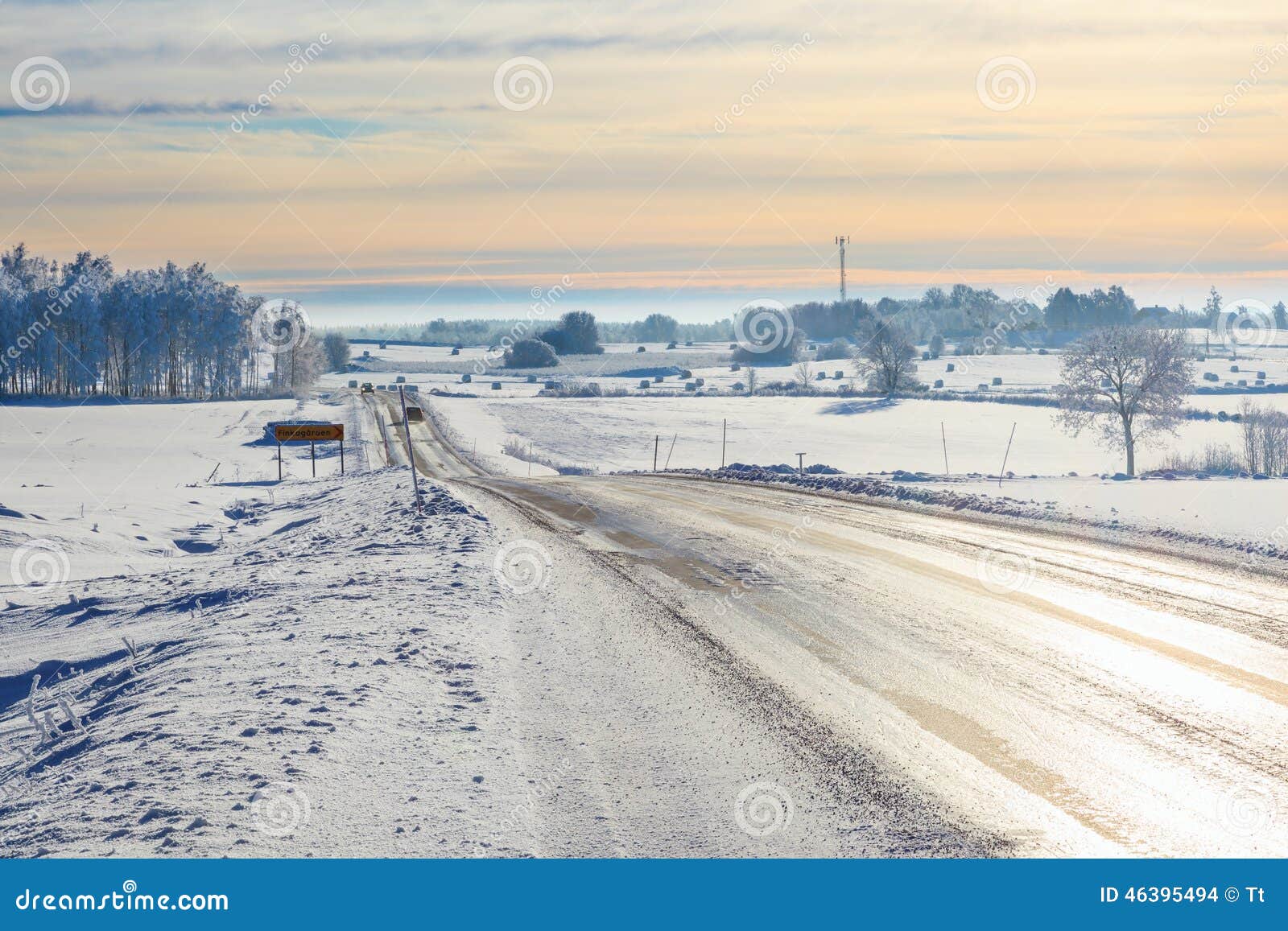 Icy road stock photo. Image of field, urban, country - 46395494
