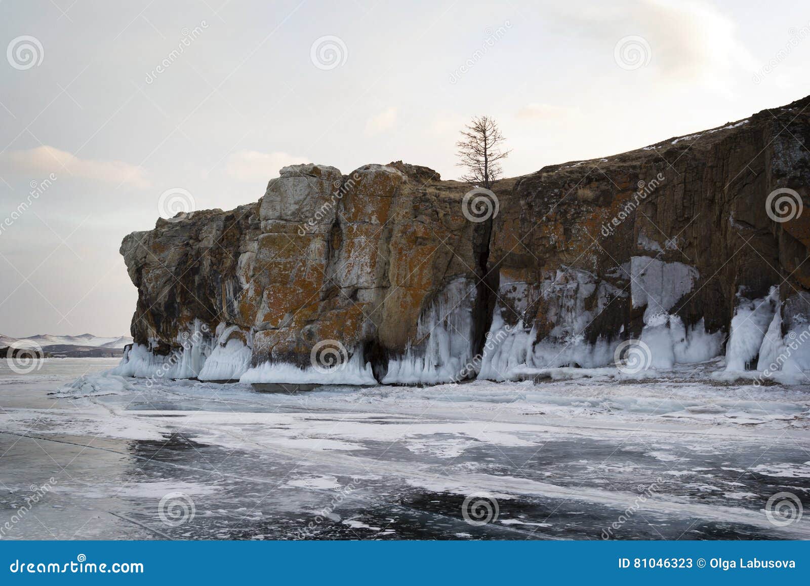 Icy Rocks, Shore of Lake Baikal in Winter Stock Image - Image of ...