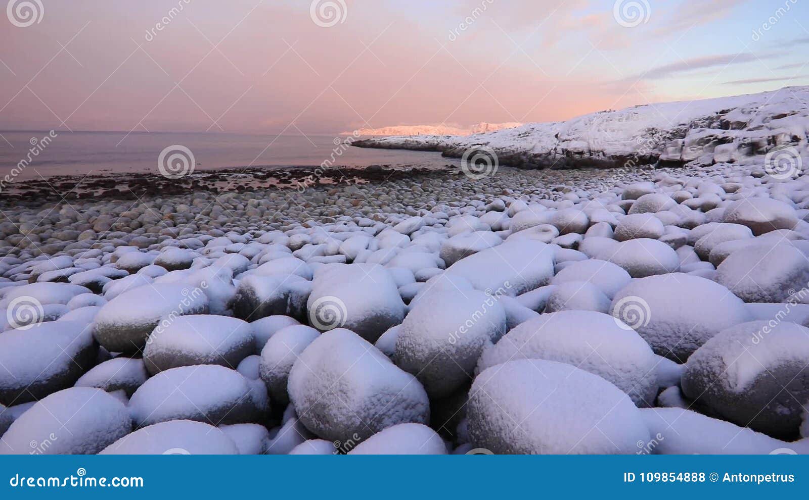 The Icy Shore of the Barents Sea in Severe Frost Stock Footage - Video ...