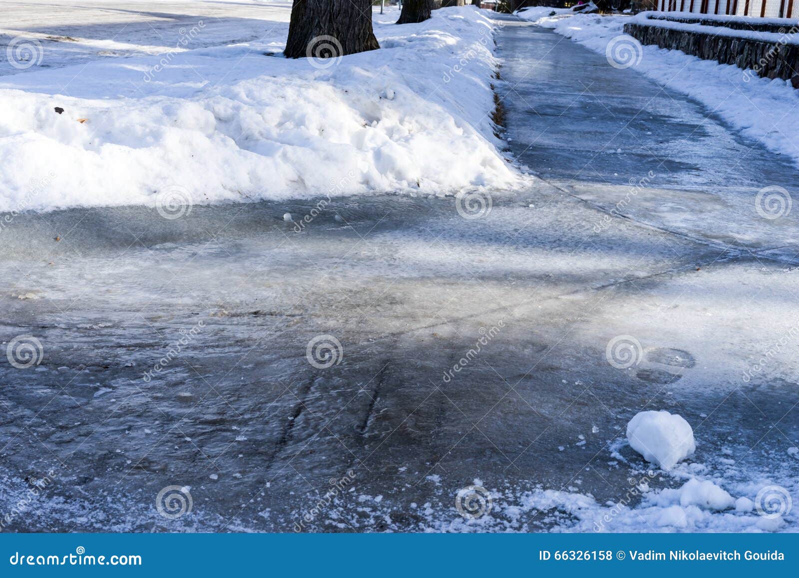 Icy sidewalk stock photo. Image of outdoor, glaze, urban - 66326158