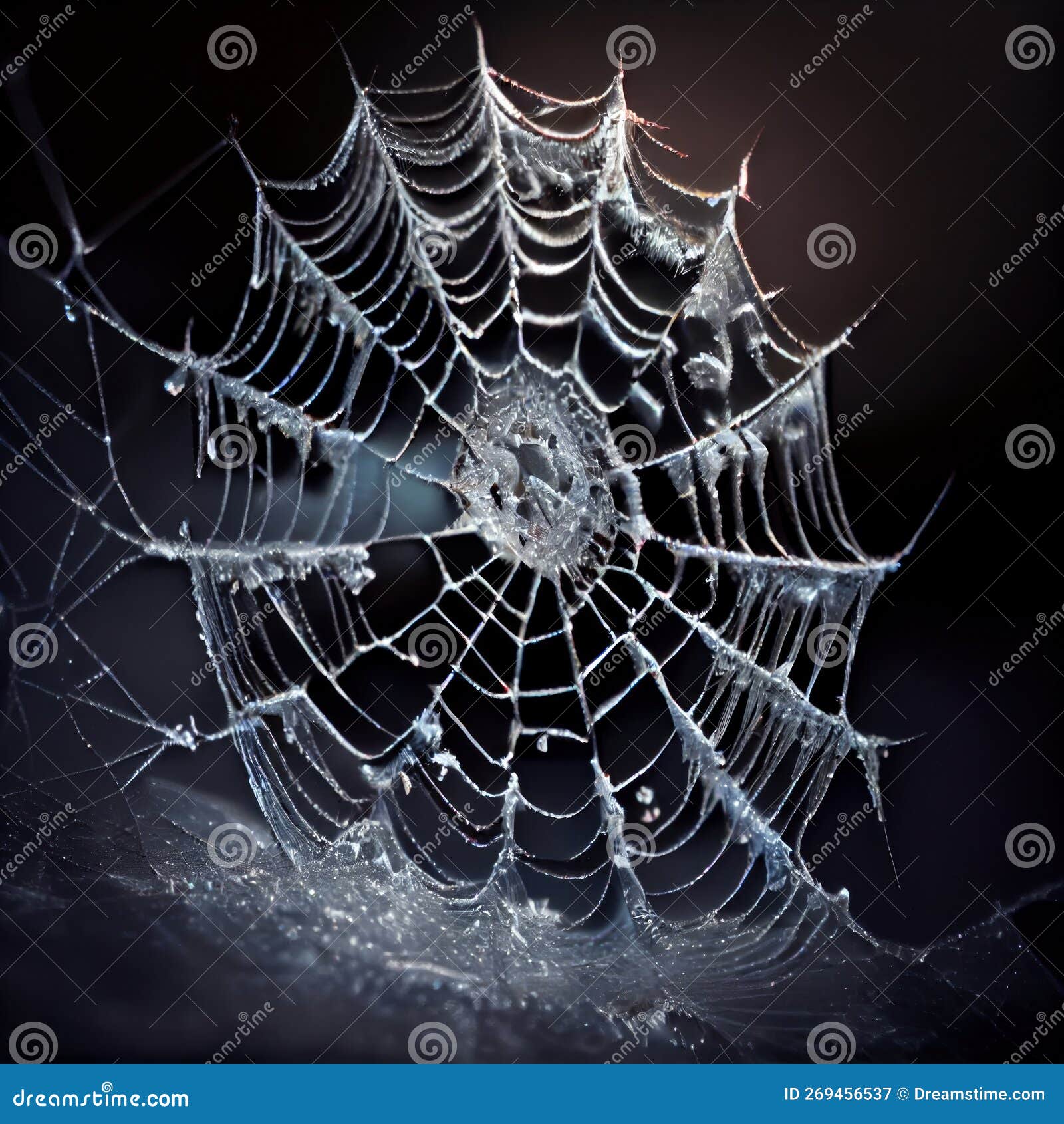 An Icy Spider Web on Black Background. Stock Illustration ...