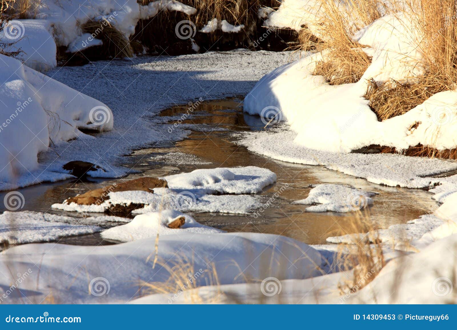Icy Stream in Winter stock image. Image of snow, russia - 14309453