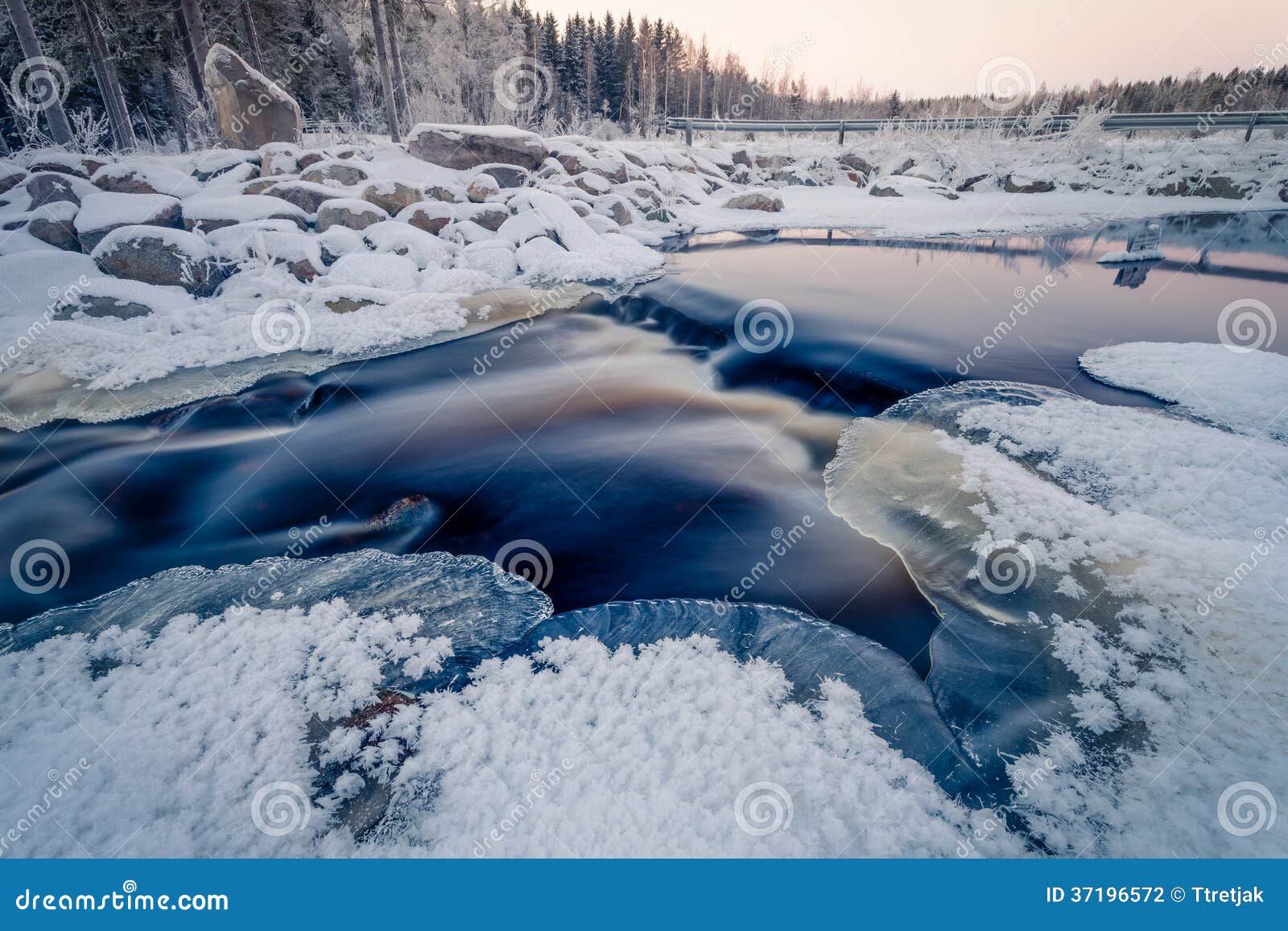 Icy Sunset on the River stock photo. Image of snow, snowy - 37196572