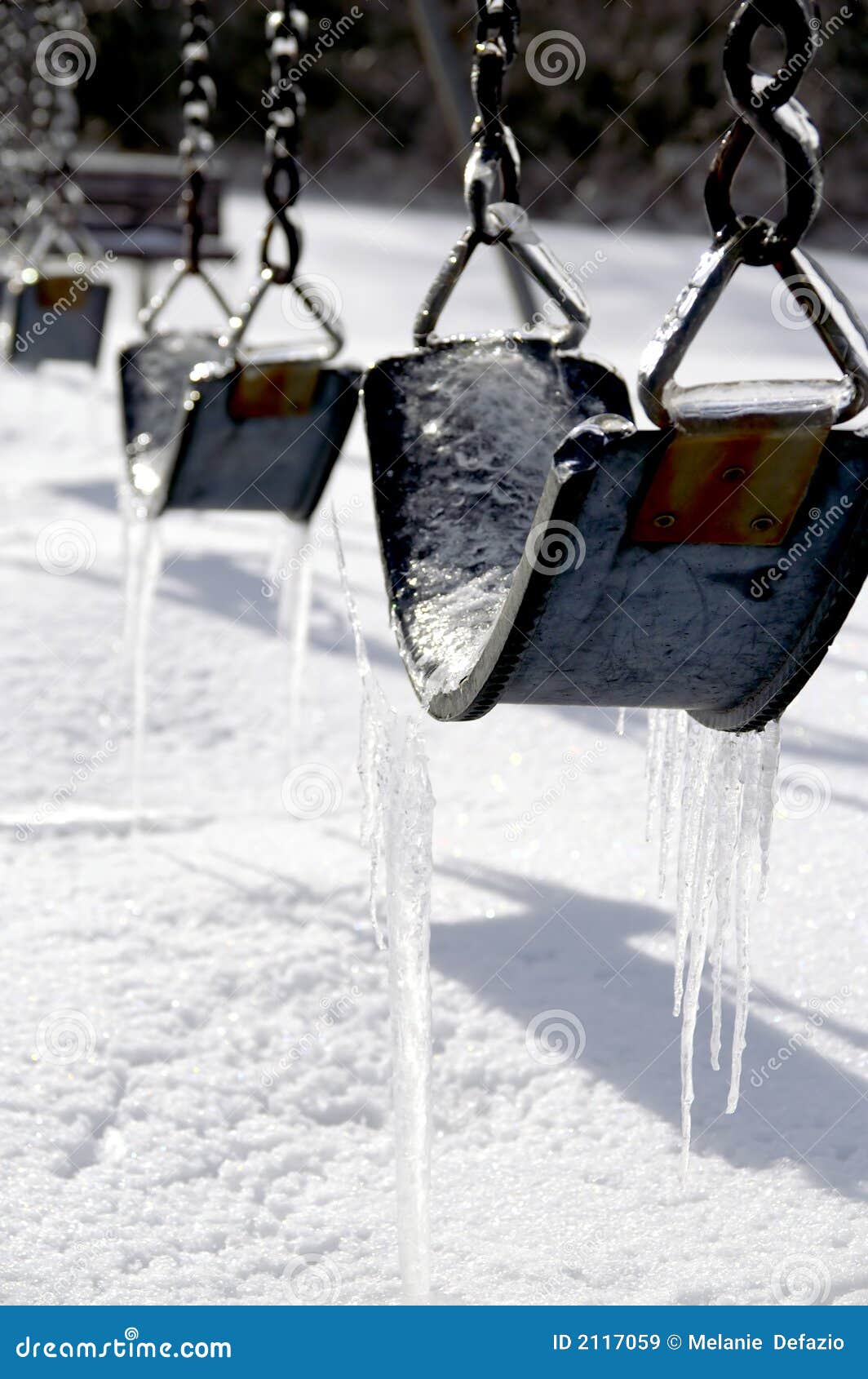 Icy swings stock image. Image of seat, school, snow, swing - 2117059