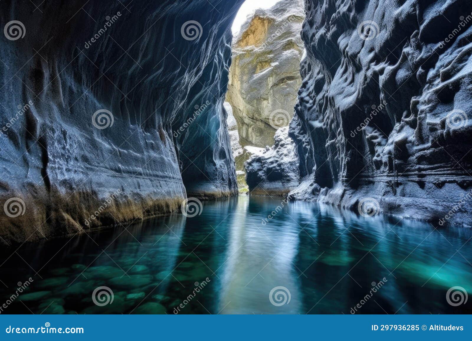 An Icy Underground River Inside a Cave Stock Image - Image of ...