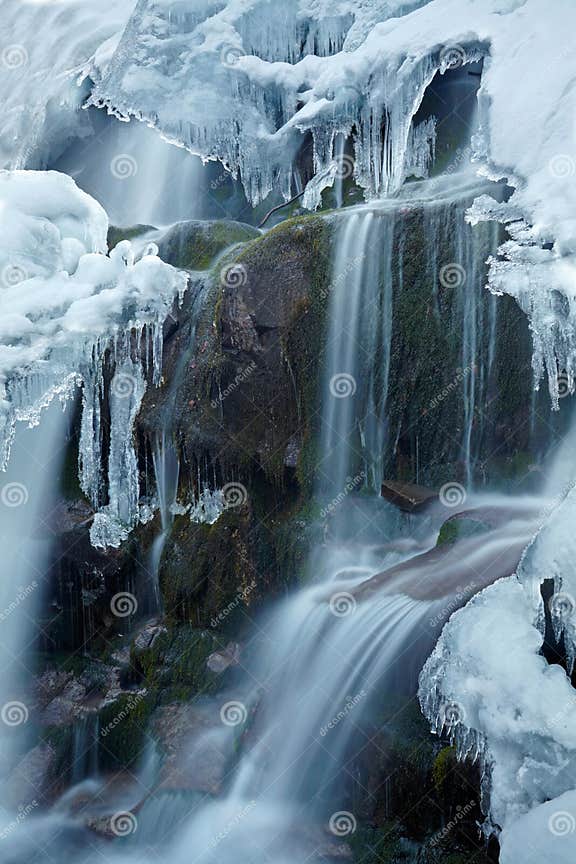 Icy waterfall stock photo. Image of river, season, flowing - 23673922