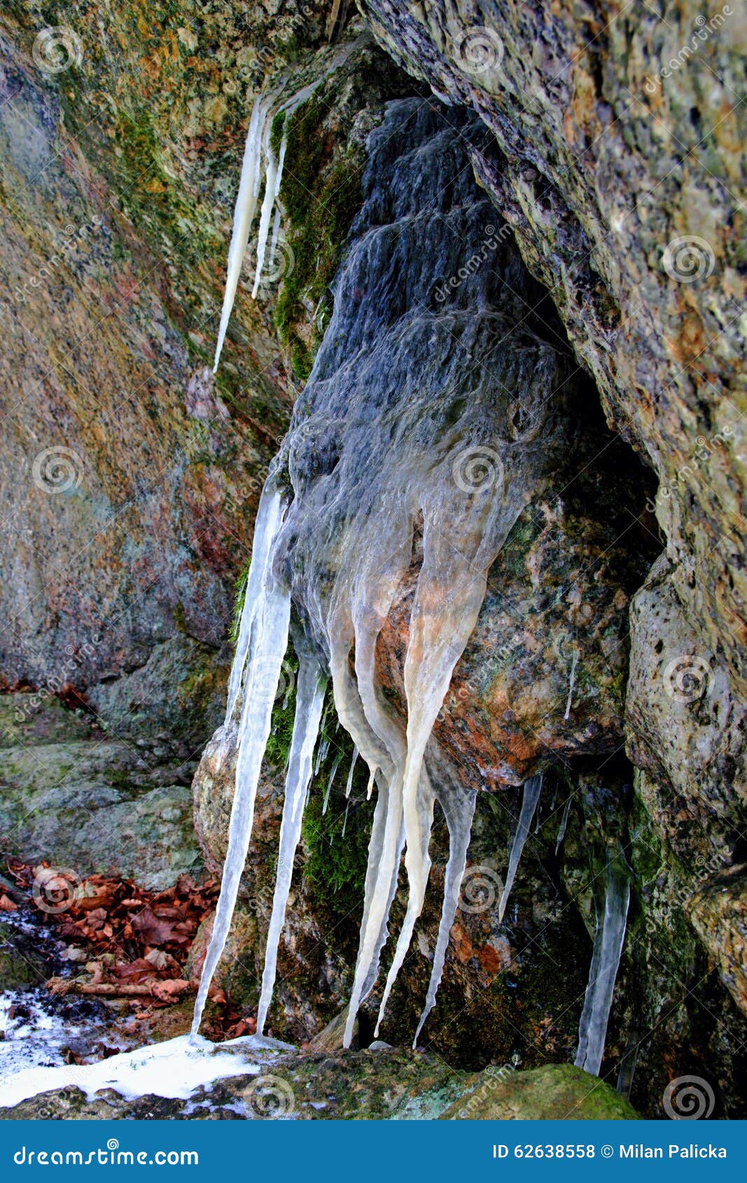 Icy waterfall stock photo. Image of rock, winter, stone - 62638558