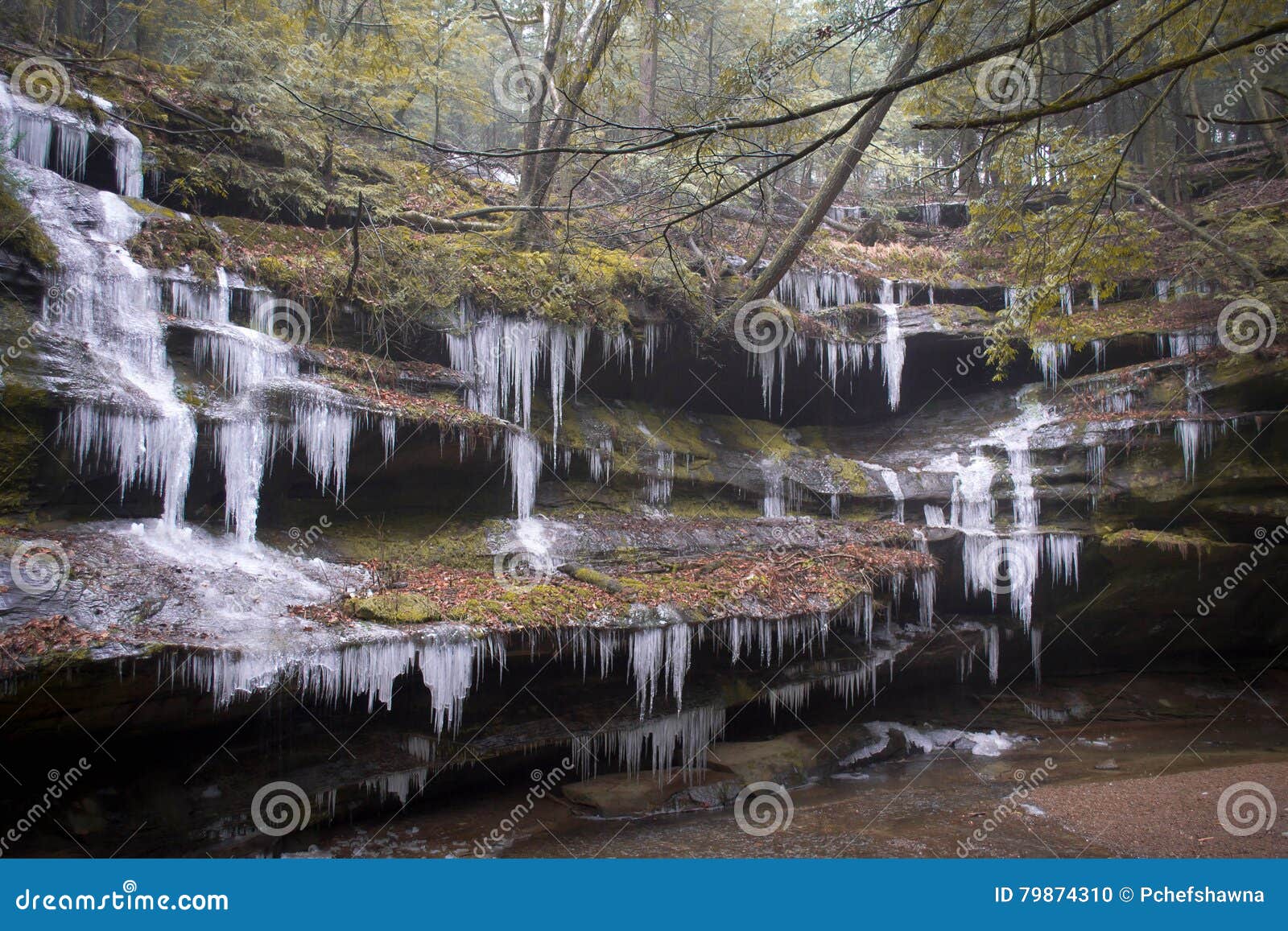 Icy Waterfall at Hocking Hills Stock Photo - Image of winter, sand ...