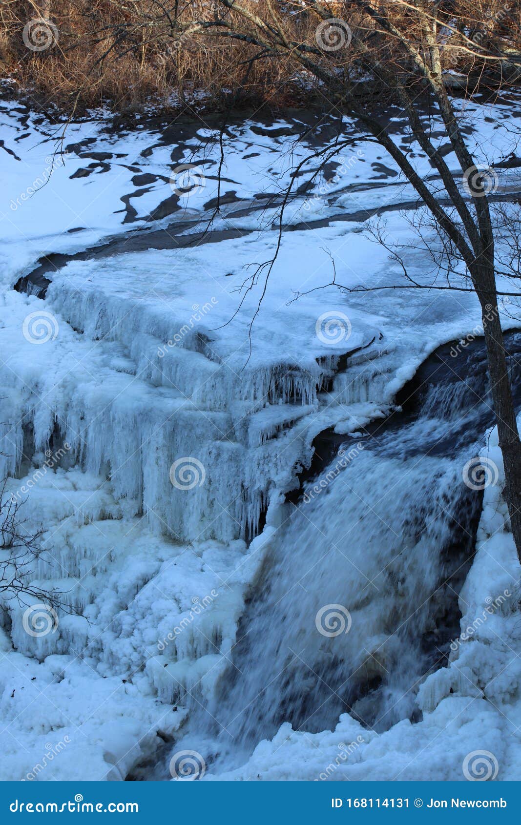 Icy waterfall. stock image. Image of waterfall, winter - 168114131