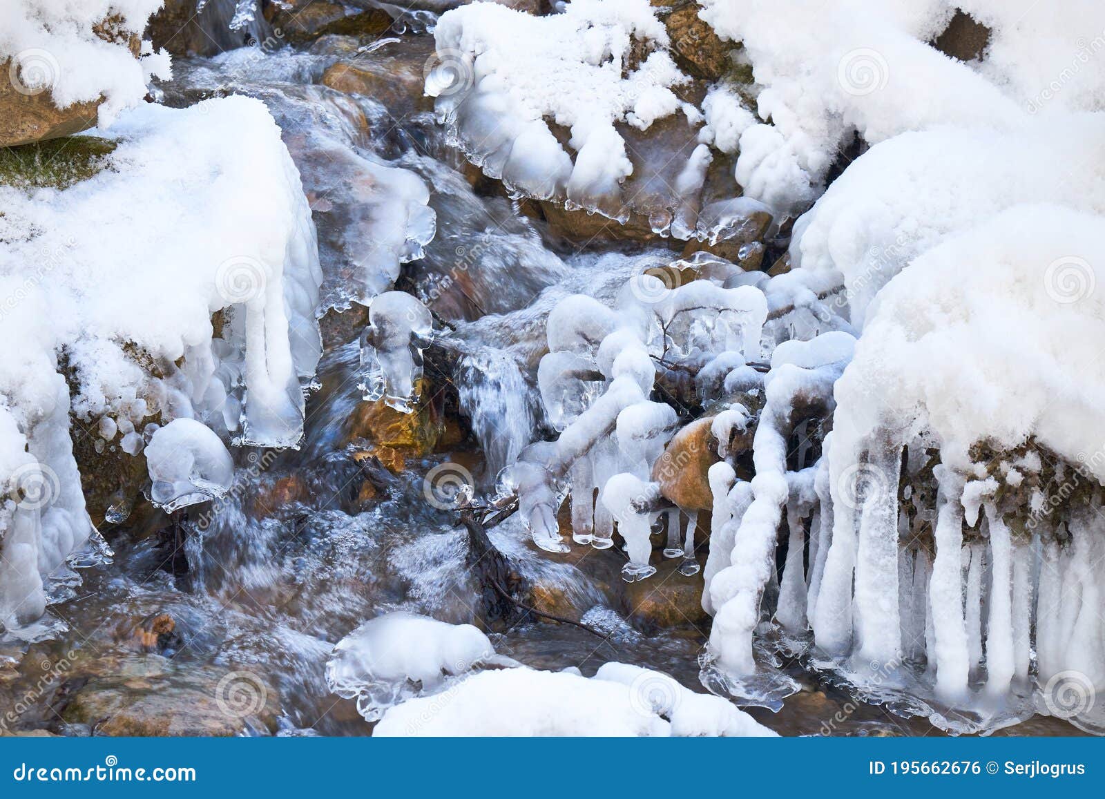 Icy waterfall stock photo. Image of covering, fall, algid - 195662676
