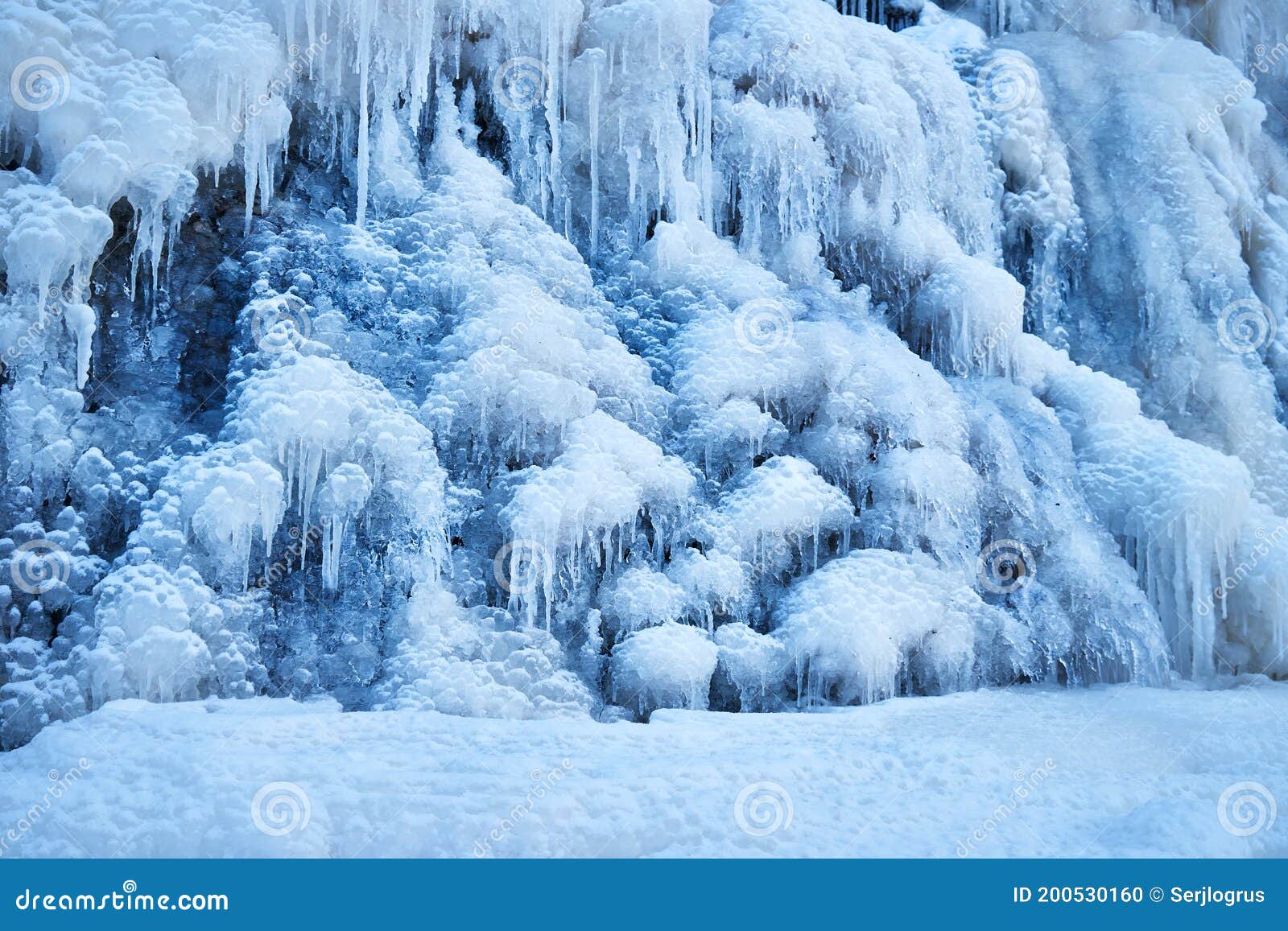 Icy waterfall stock photo. Image of block, fluvial, covering - 200530160