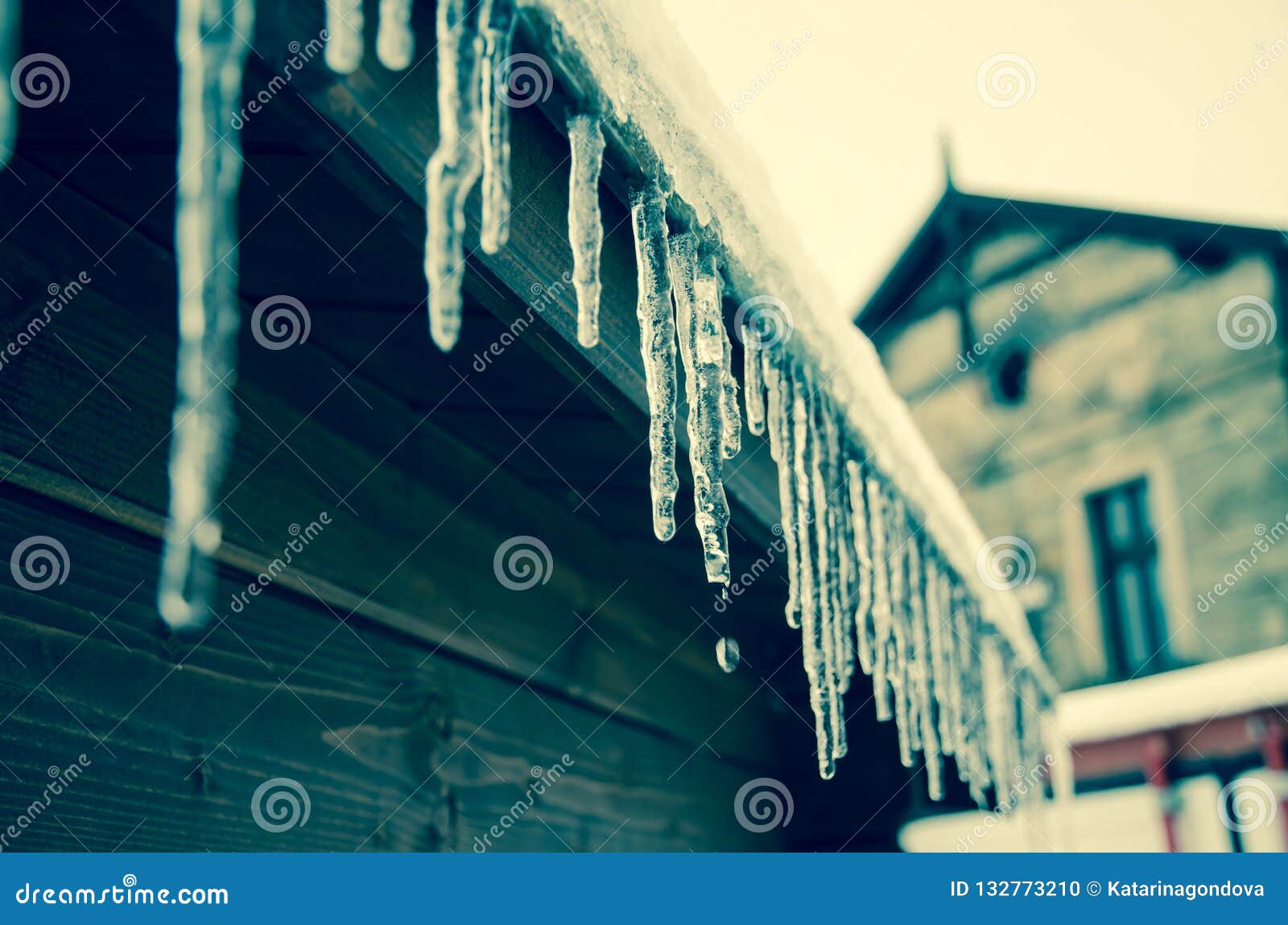 Icycle on roof stock photo. Image of nature, danger - 132773210