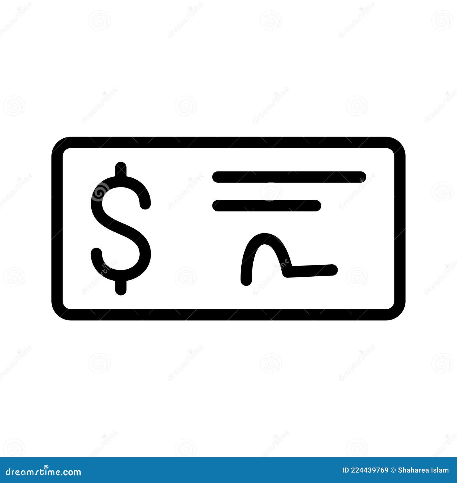 Icône chèque bancaire illustration de vecteur. Illustration du beau - 224439769
