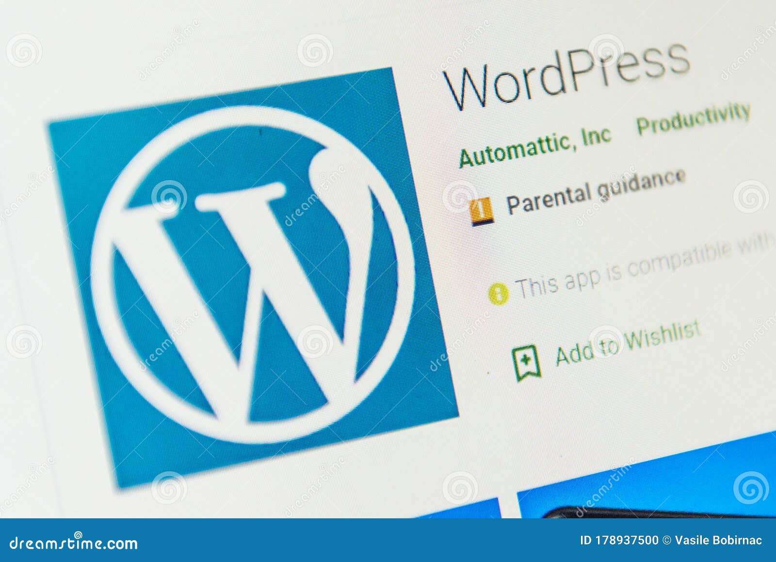 Icône Dapplication Wordpress Focus Sélectif Image éditorial Image